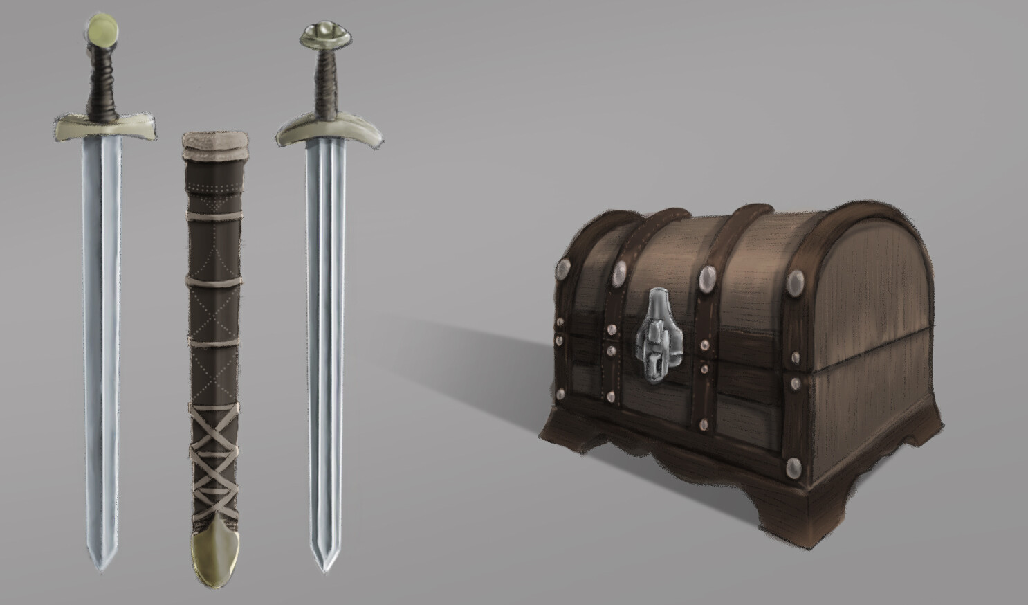 ArtStation - Props - Chest & Swords