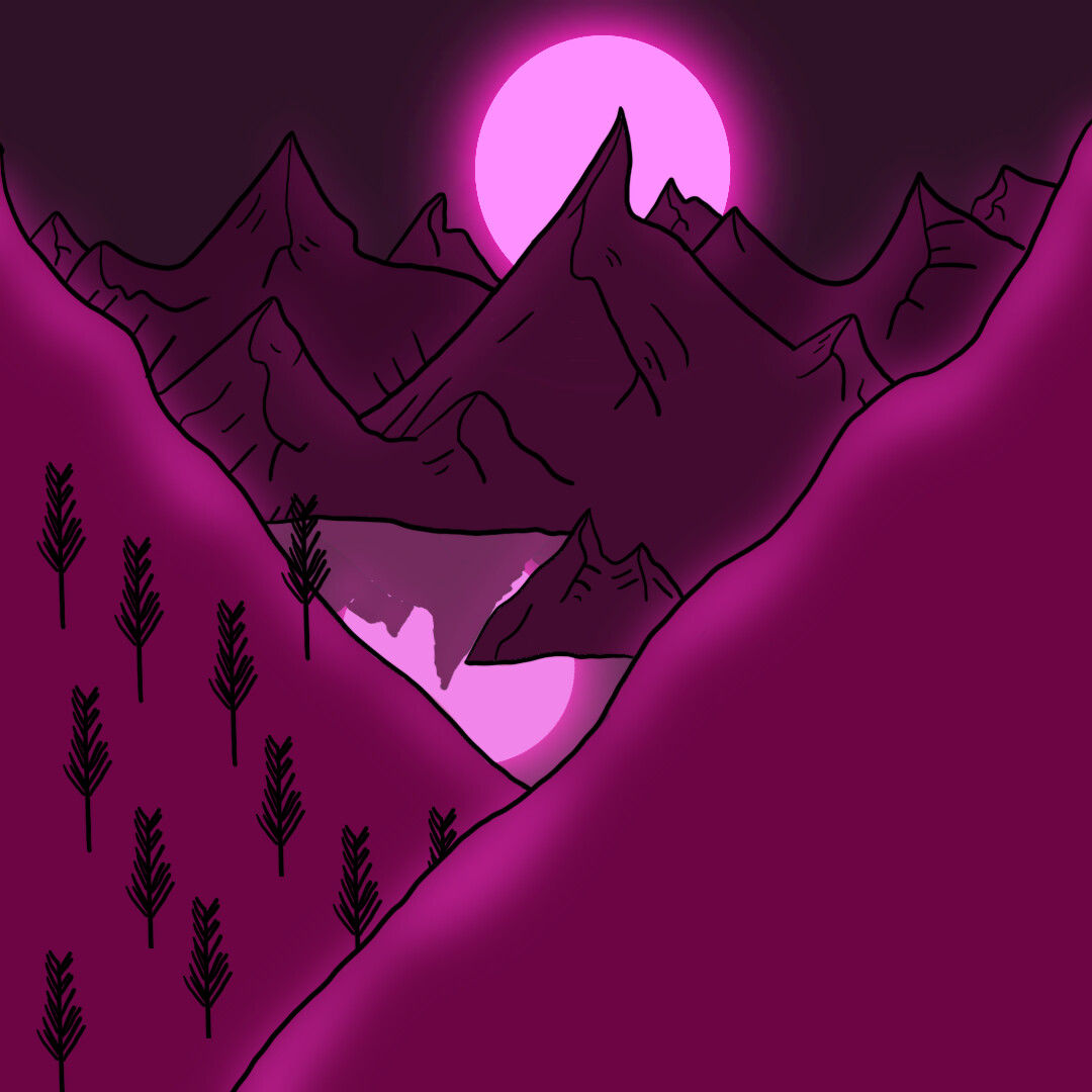 ArtStation - Landscape of Pink at Night