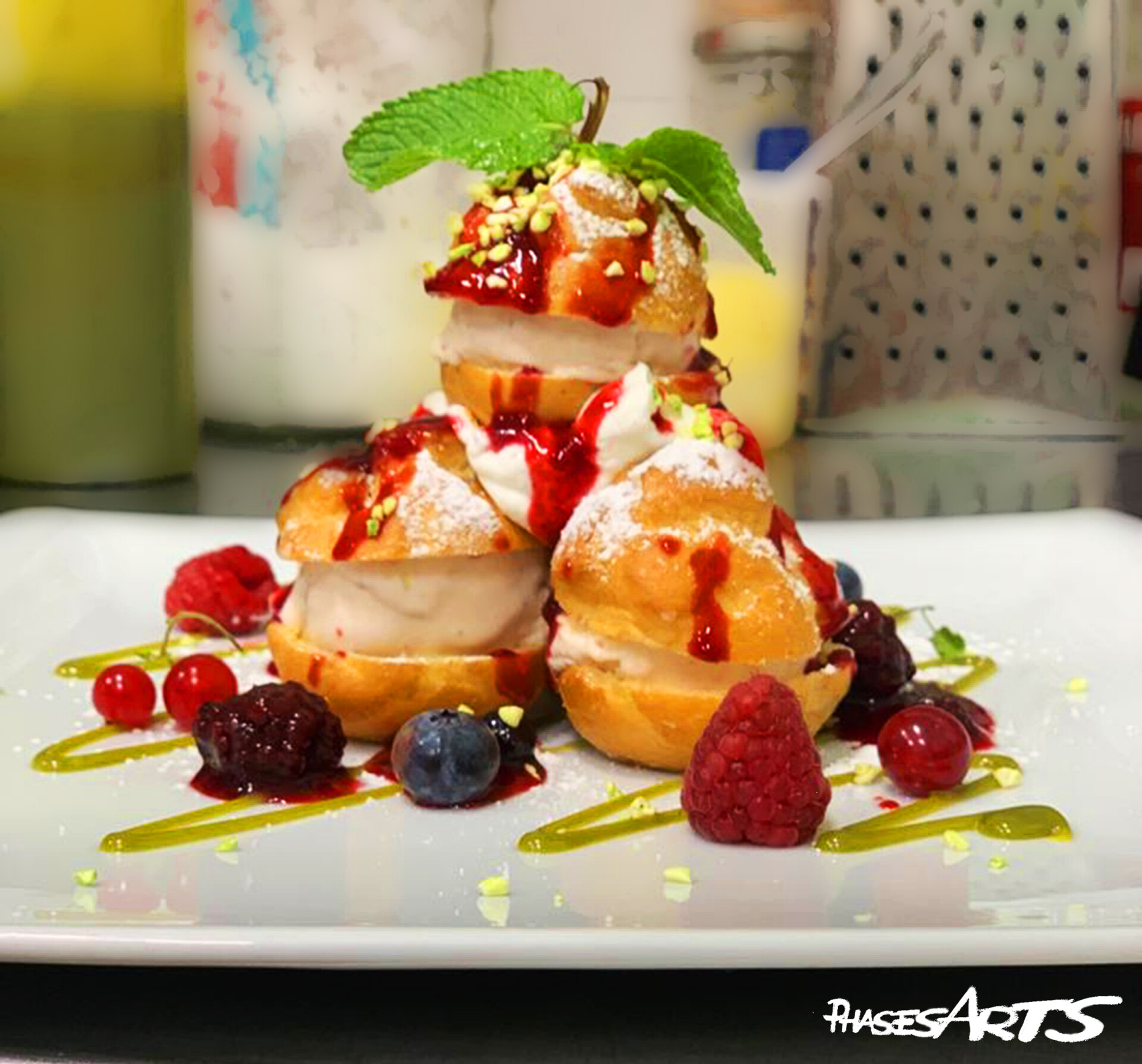 ArtStation - BERRY ICE CREAM PROFITEROLES