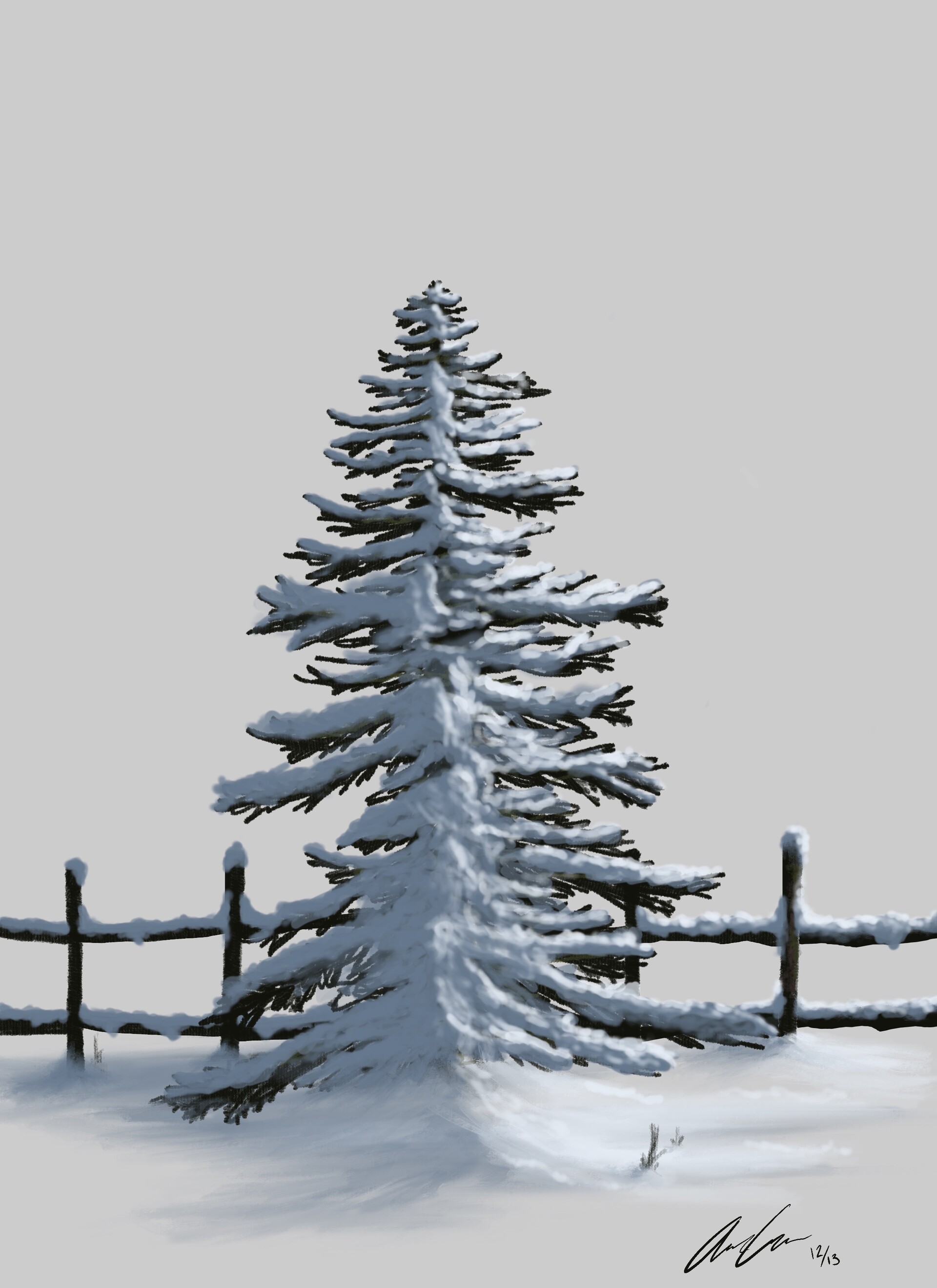ArtStation - winter pine tree