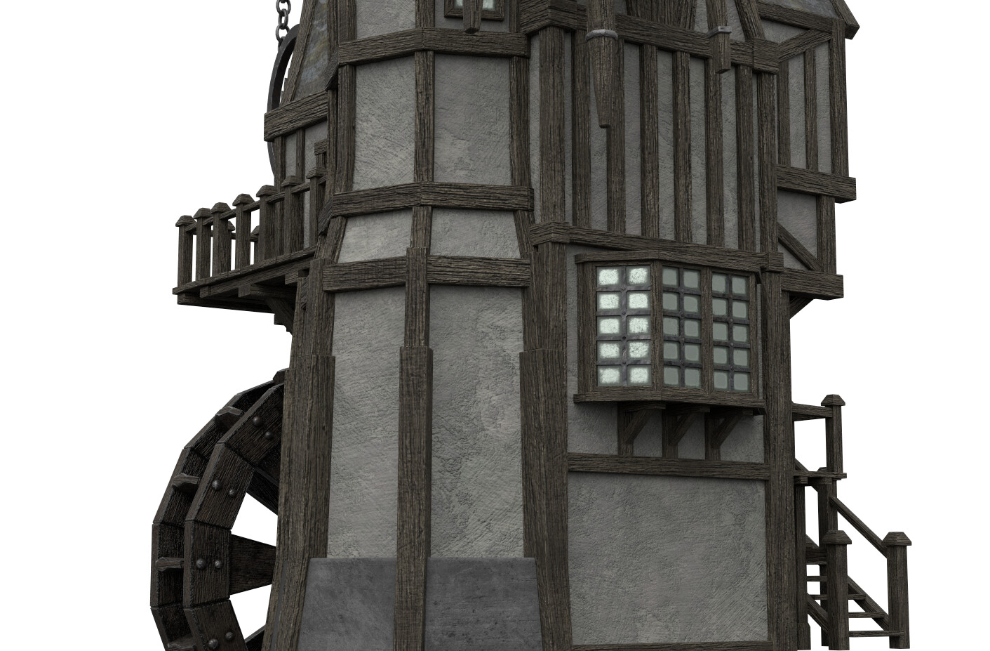 3D Tudor - Medieval Windmill & Water Wheel Unreal Engine 5