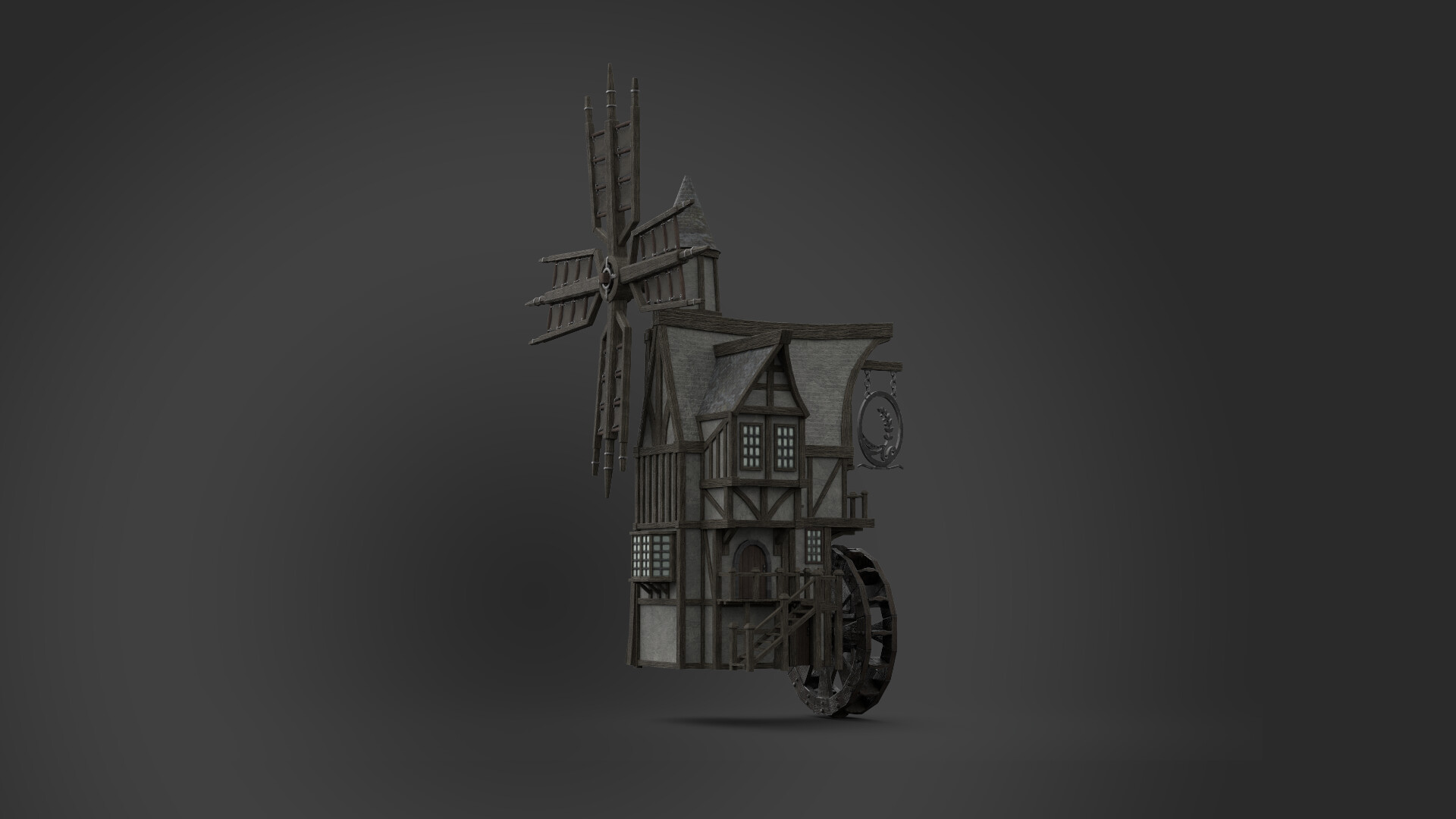 3D Tudor - Medieval Windmill & Water Wheel Unreal Engine 5