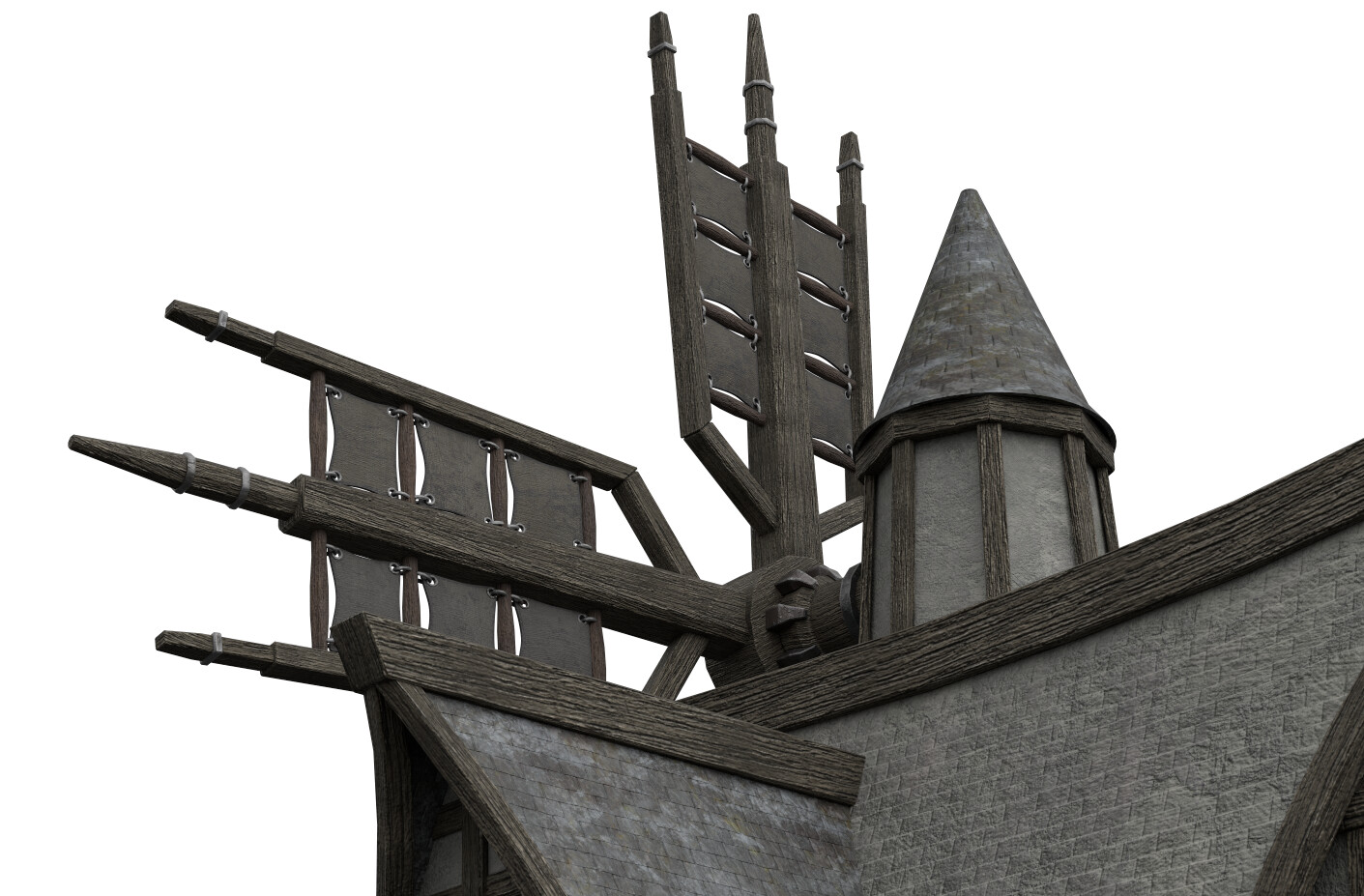 3D Tudor - Medieval Windmill & Water Wheel Unreal Engine 5