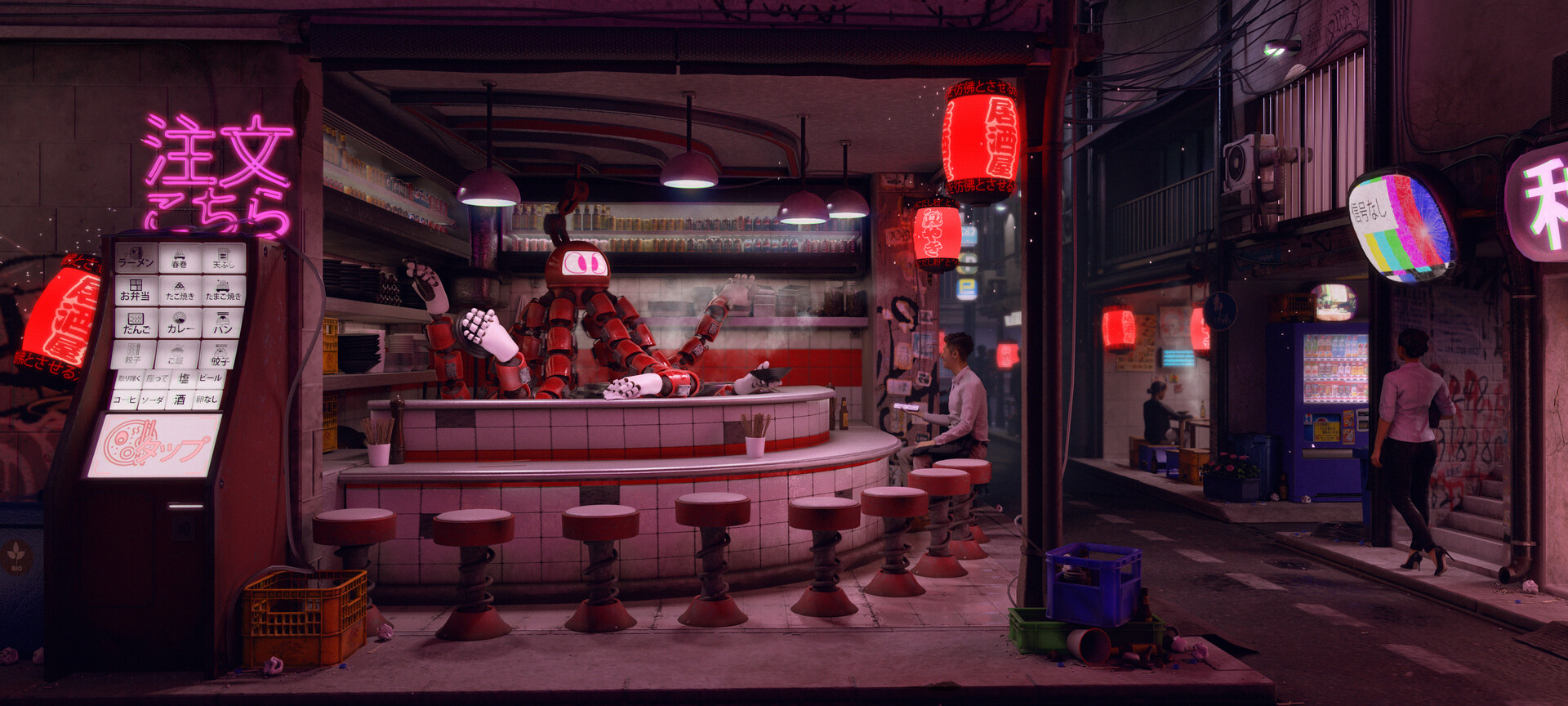 ArtStation - Retro Futurism Noodle Restaurant
