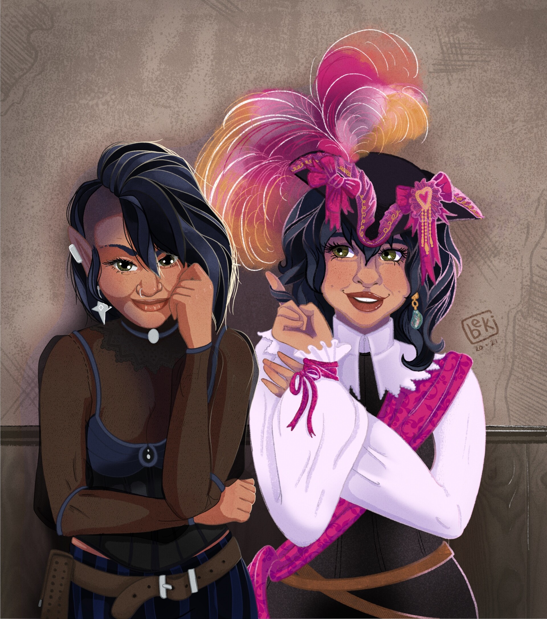 ArtStation - Character Portrait - Half-elf Aduantas sisters DnD