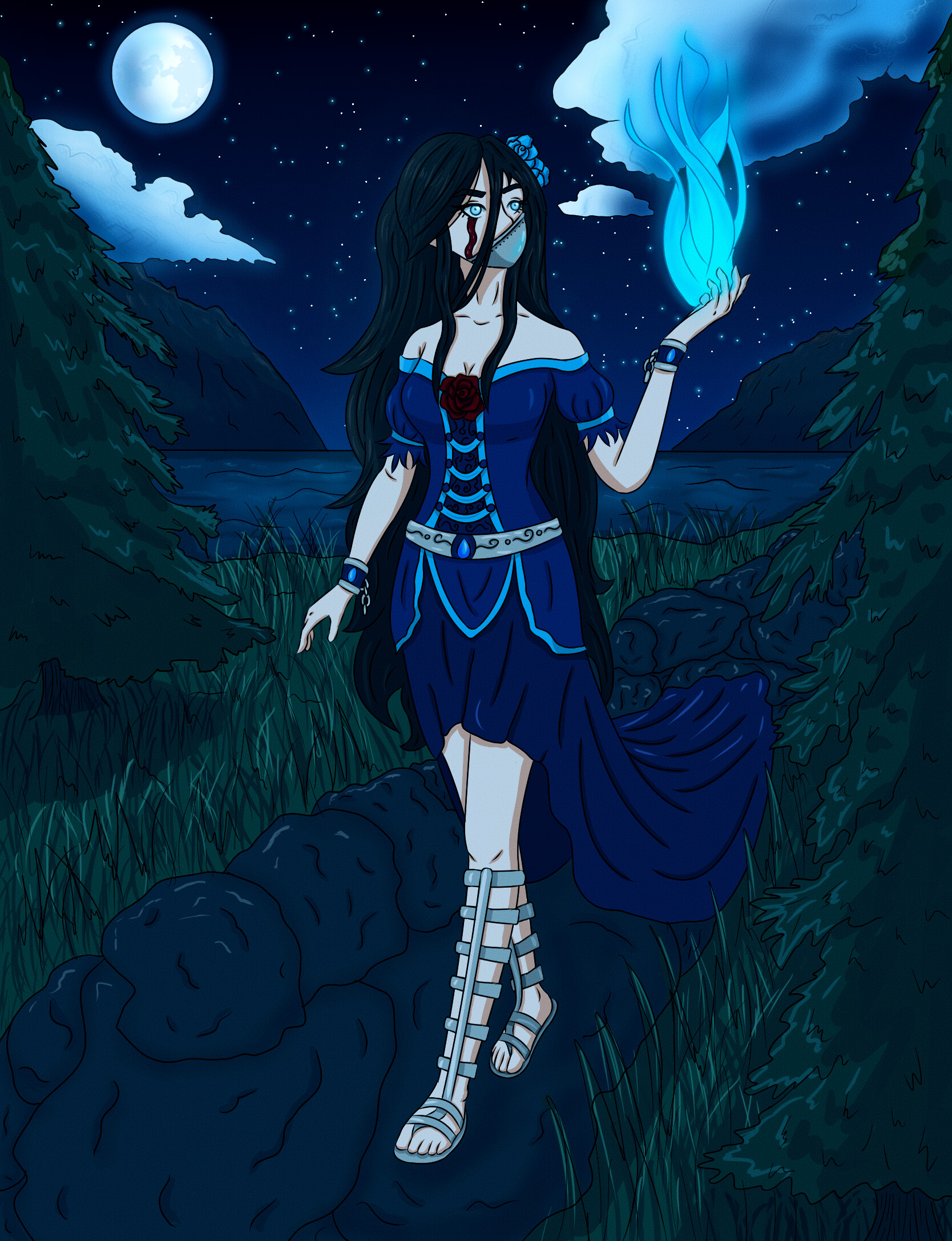 ArtStation - Blue Neon Shadow - A walk in the forest