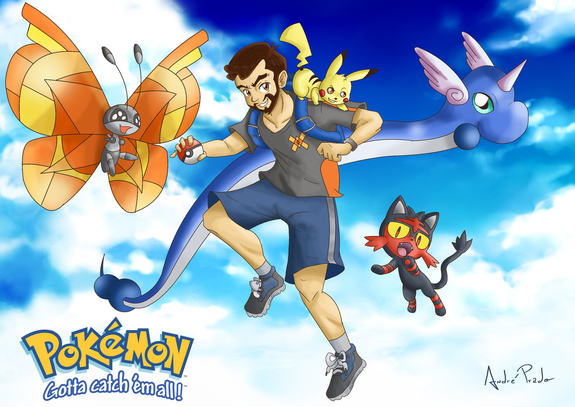 ArtStation - Eu e meu time de pokemon.