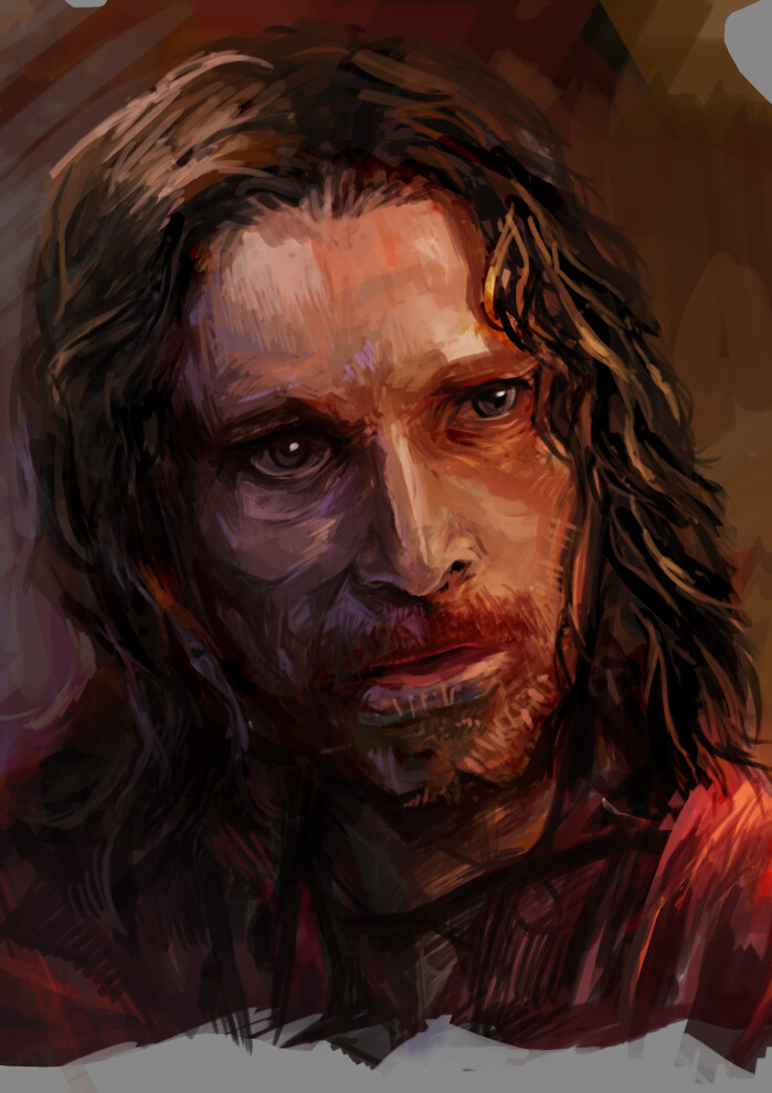 ArtStation - Aragorn digital Art portrait