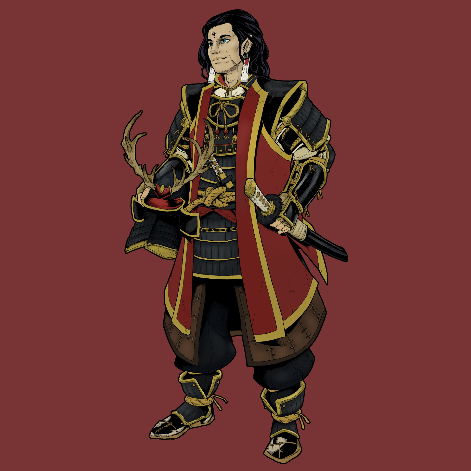 ArtStation - Half-elf Samurai Fighter