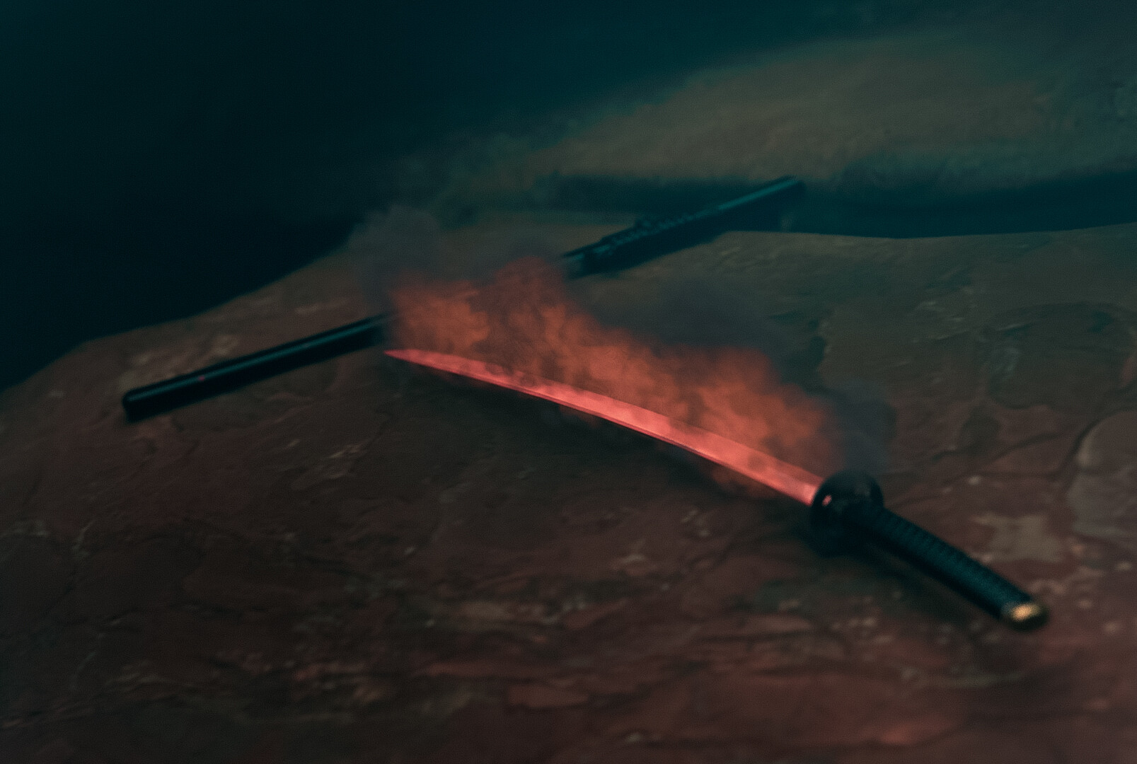 ArtStation - Katana blade on fire.