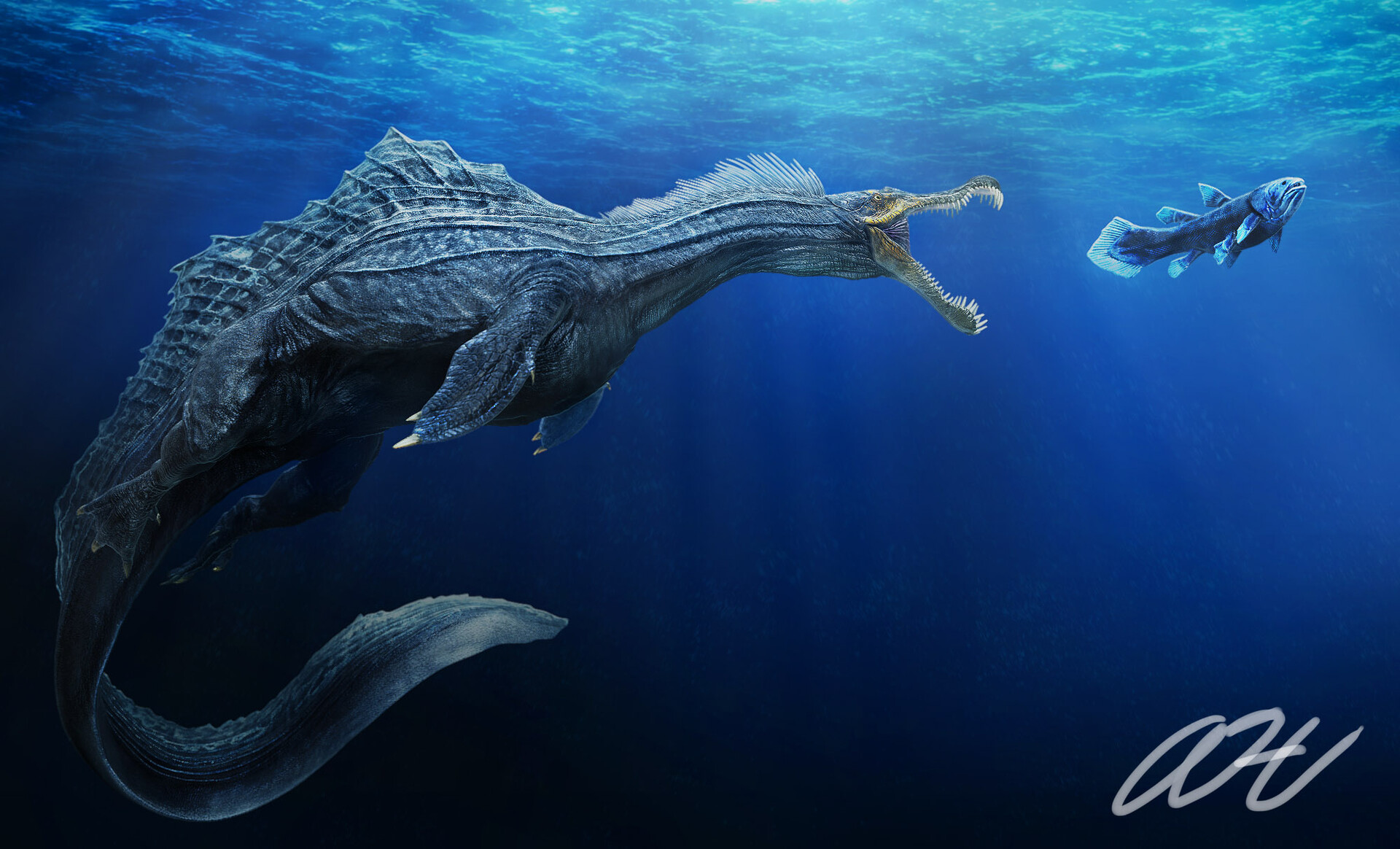 Adam Hulbert - Sea Spinosaurus on the hunt