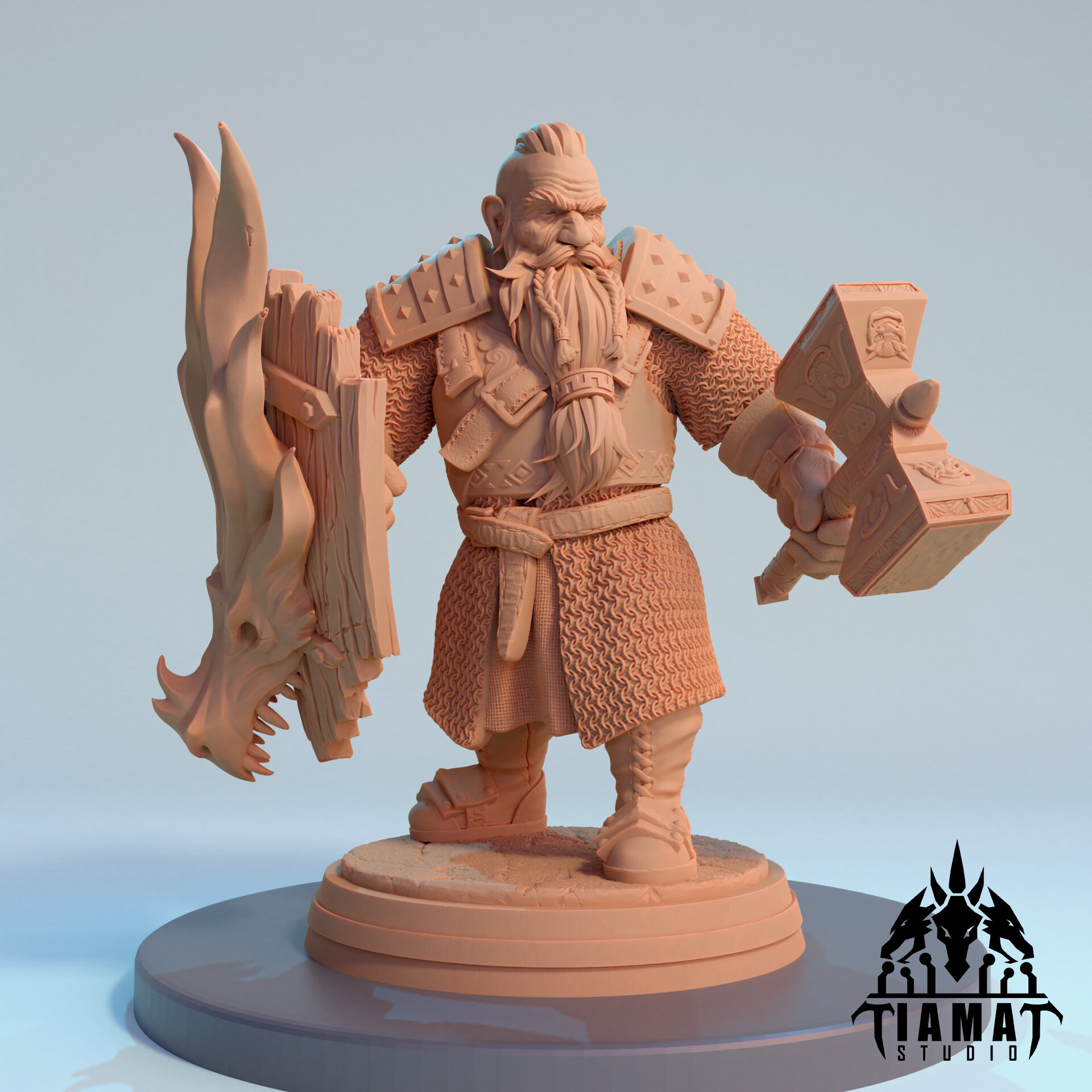 Tiamat Studio - Miniature for Dwarf RPG with shield
