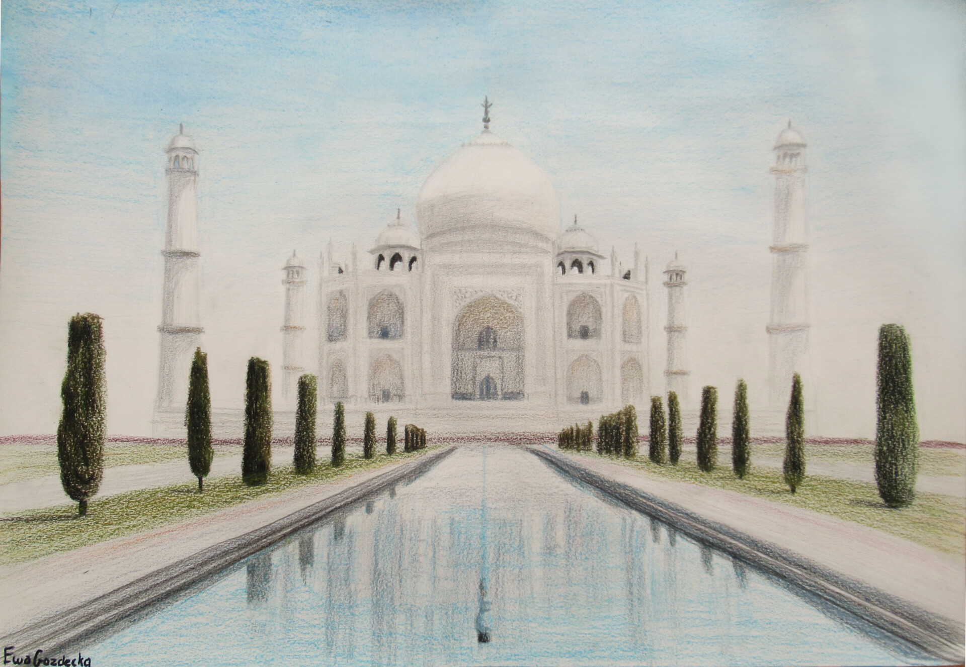 ArtStation - The drawing of Taj Mahal