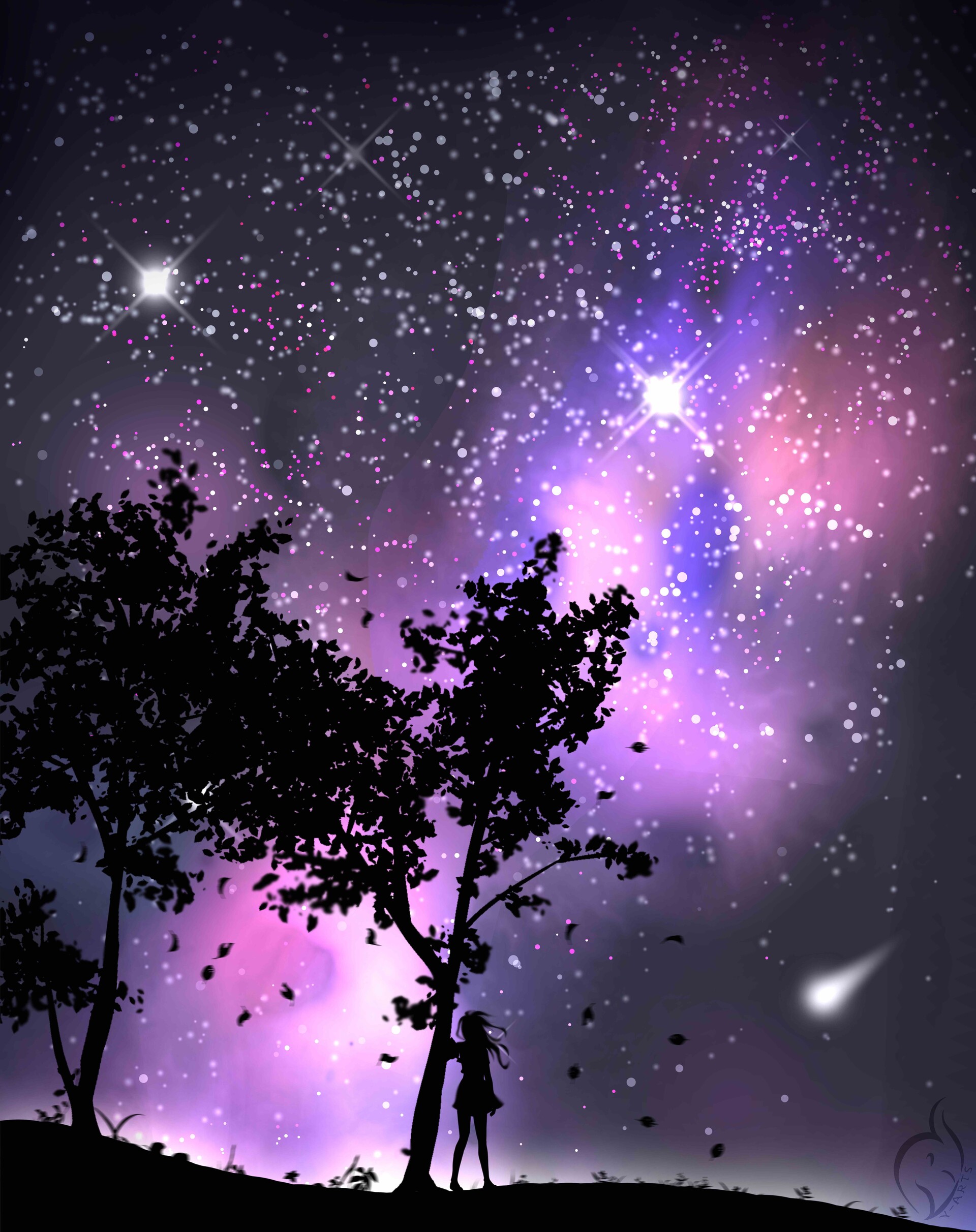 ArtStation - Pink Stary Night