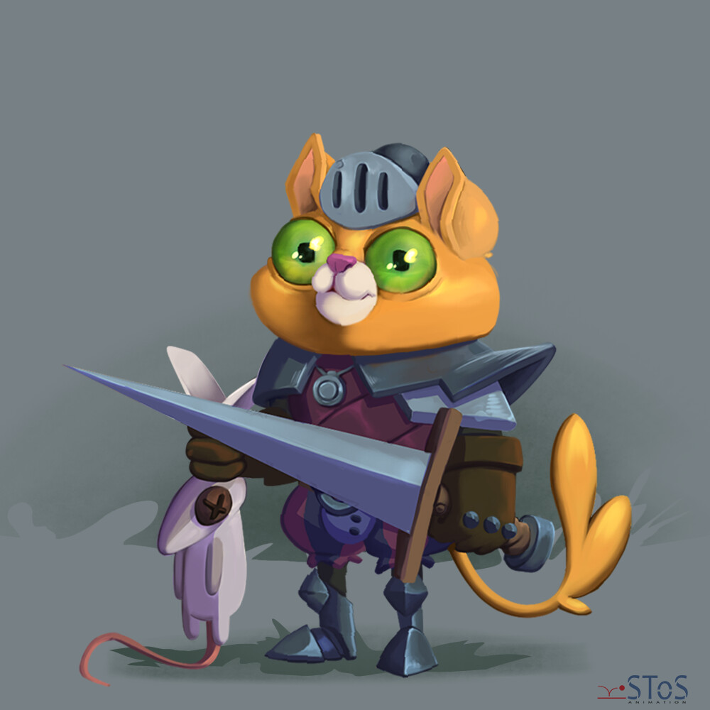 ArtStation - knight cat