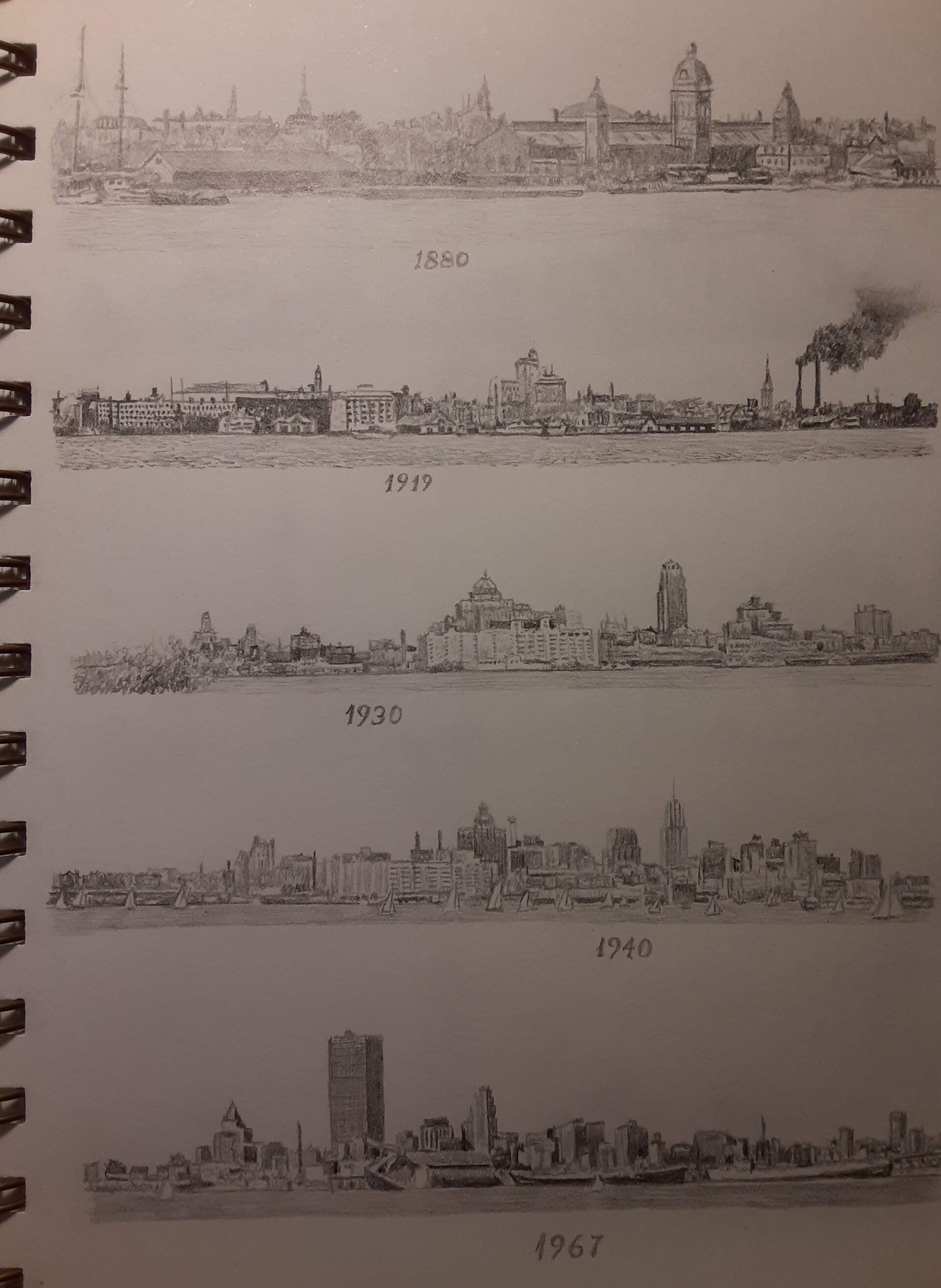 ArtStation - Progression of Toronto skyline - 8 drawings.