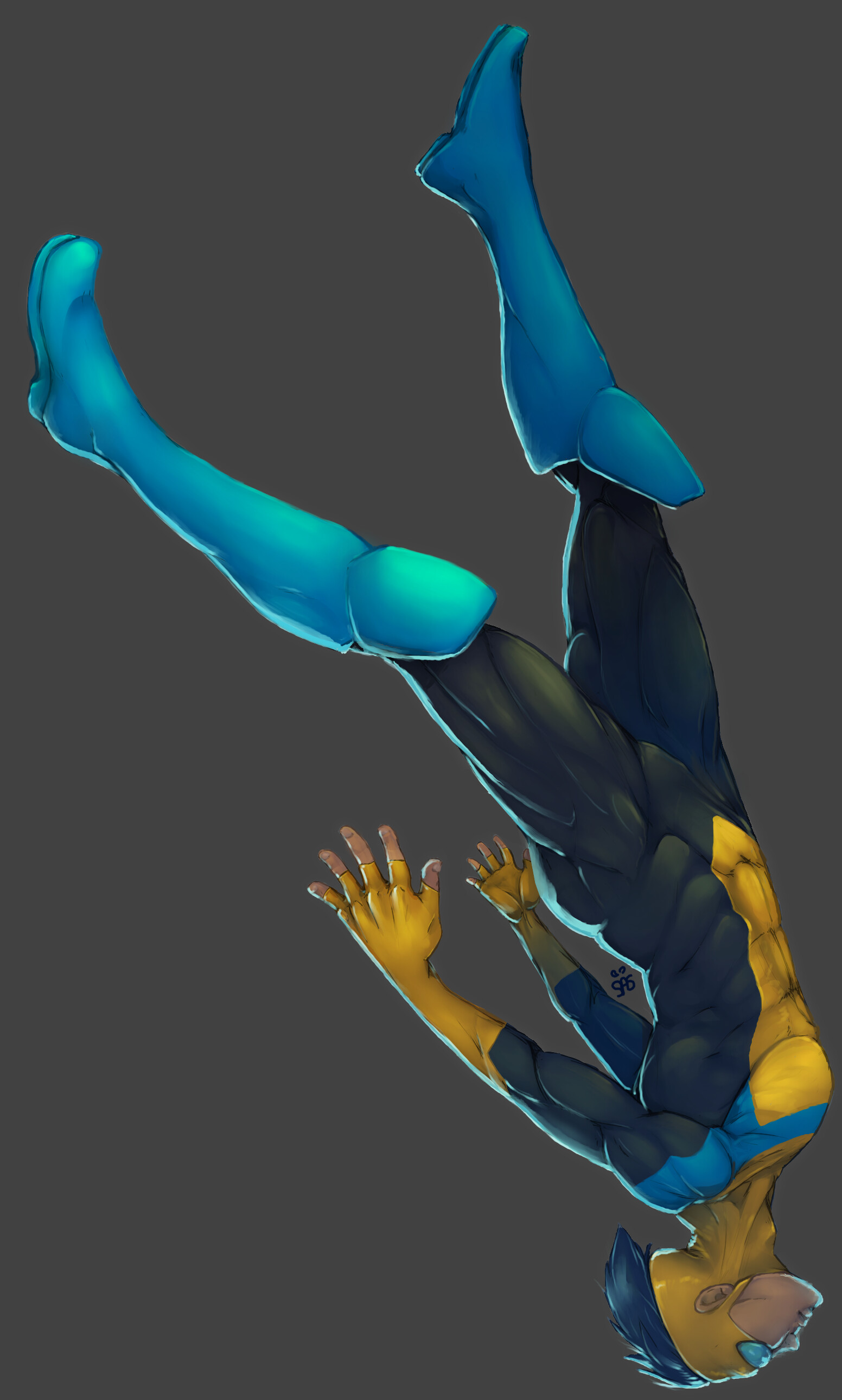 superhero flying side view