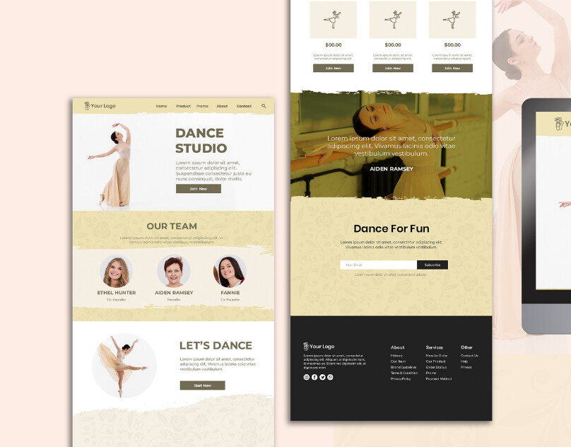ArtStation - Dance Studio Website Design and Web Development - Free PSD