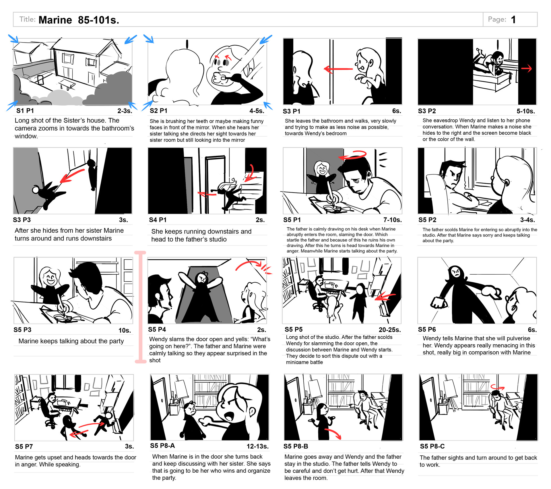 ArtStation - Storyboards - The Sisters: Party of the Year