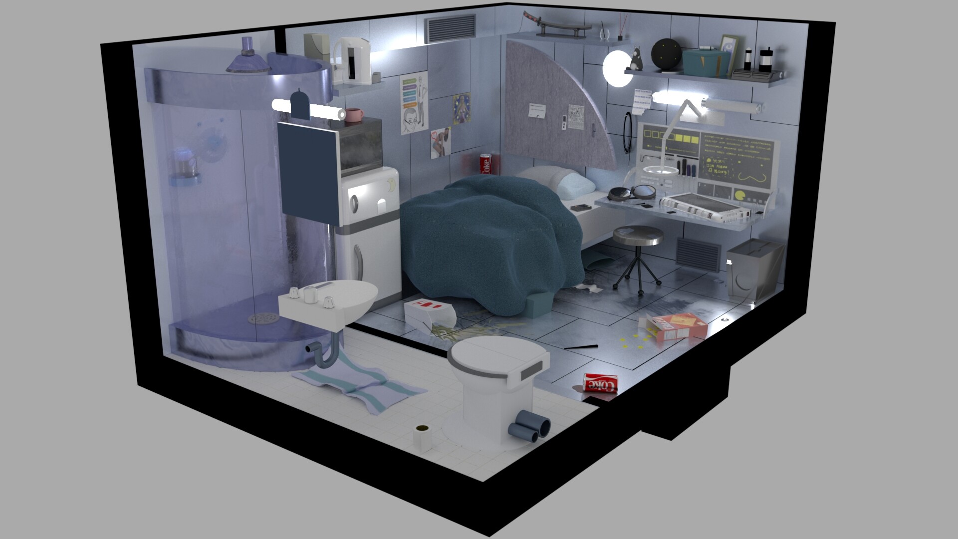 ArtStation - 3D Modeling-Futuristic Studio Apartment