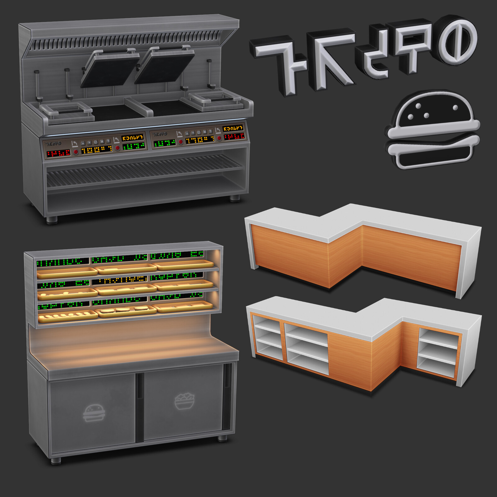 Alex - Fast Food Props Set - The Sims 4 Style