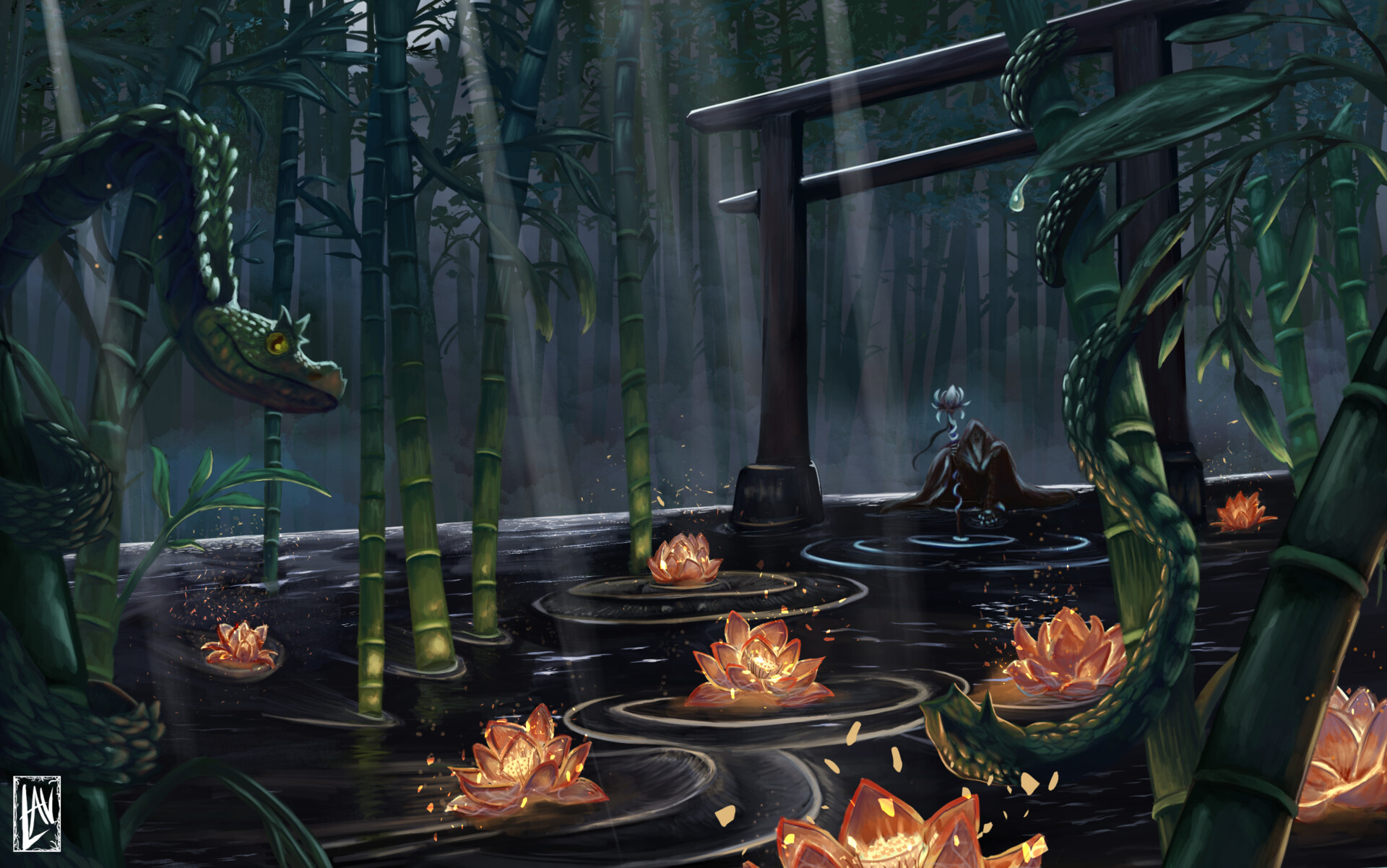 ArtStation - Night Garden of the Lotus Mage