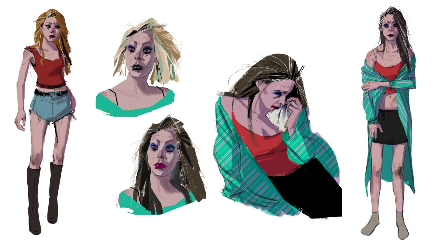 ArtStation - drunken woman character designs