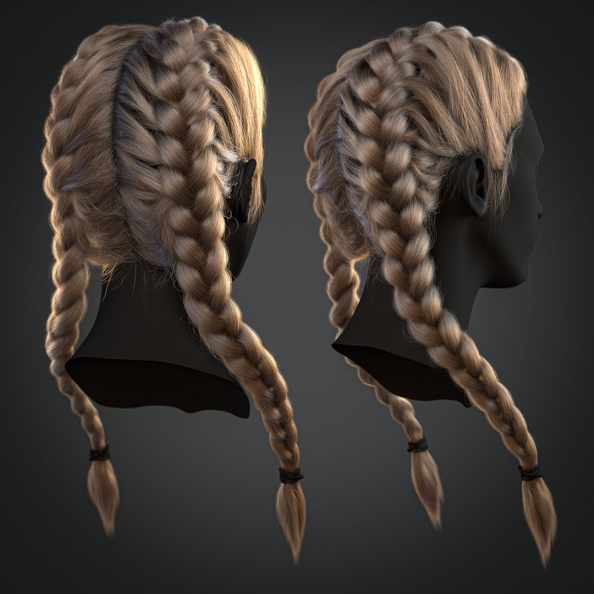 ArtStation - Groom practice / "French braids"