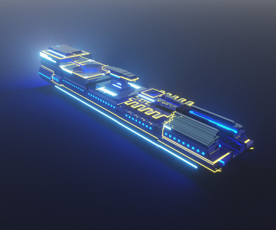 ArtStation - 3d voxel big spase ship 2