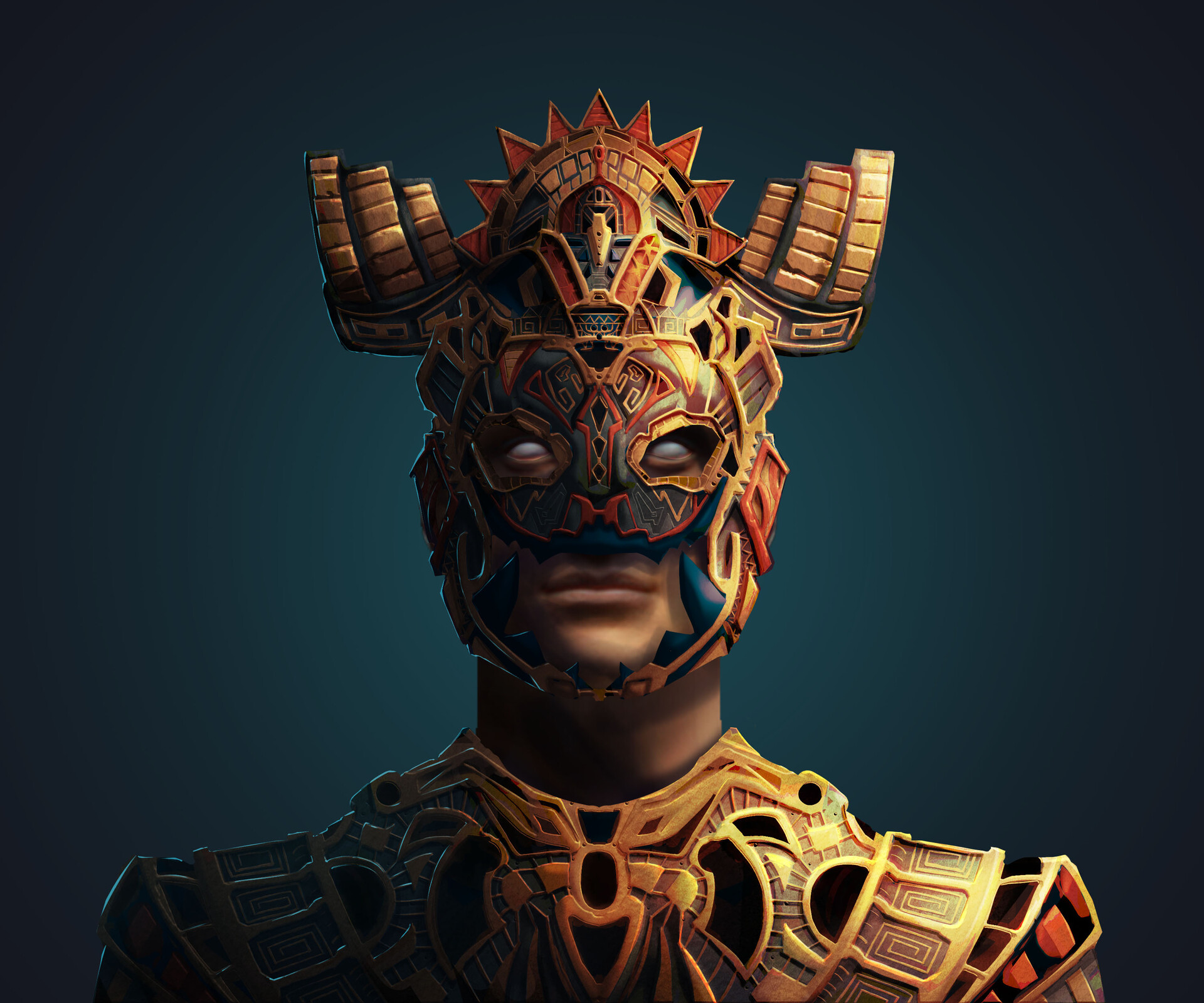 ArtStation - Inca mask process, Gaëtan Serenelli Pesin