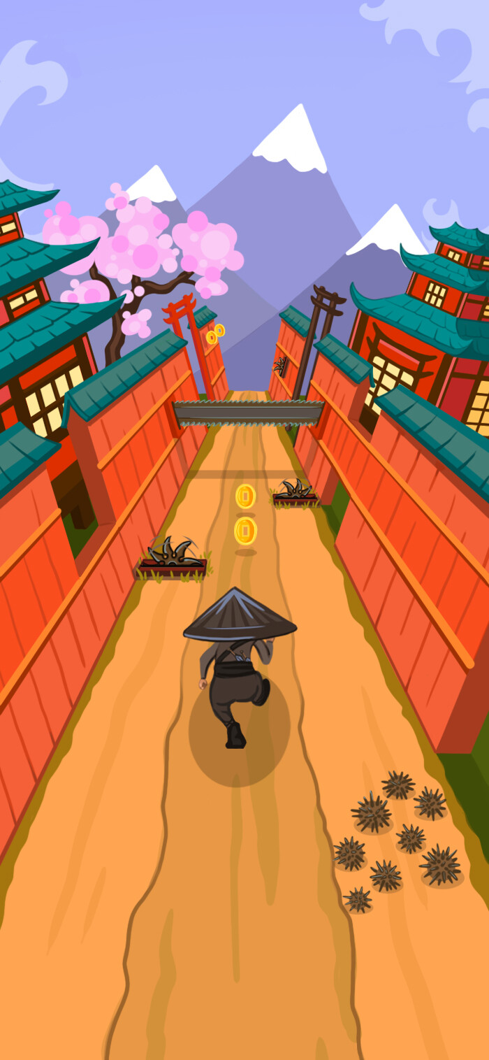 ArtStation - Concept art for a ninja-runner game
