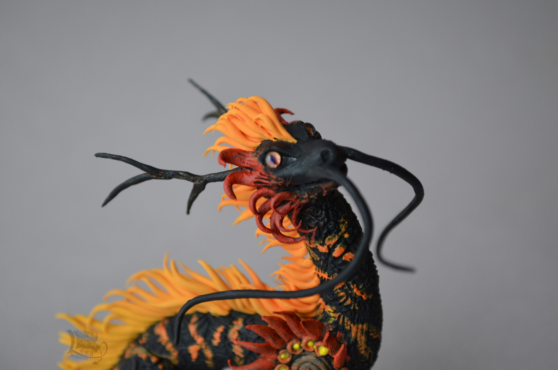 ArtStation - Oriental dragon with orange mane.