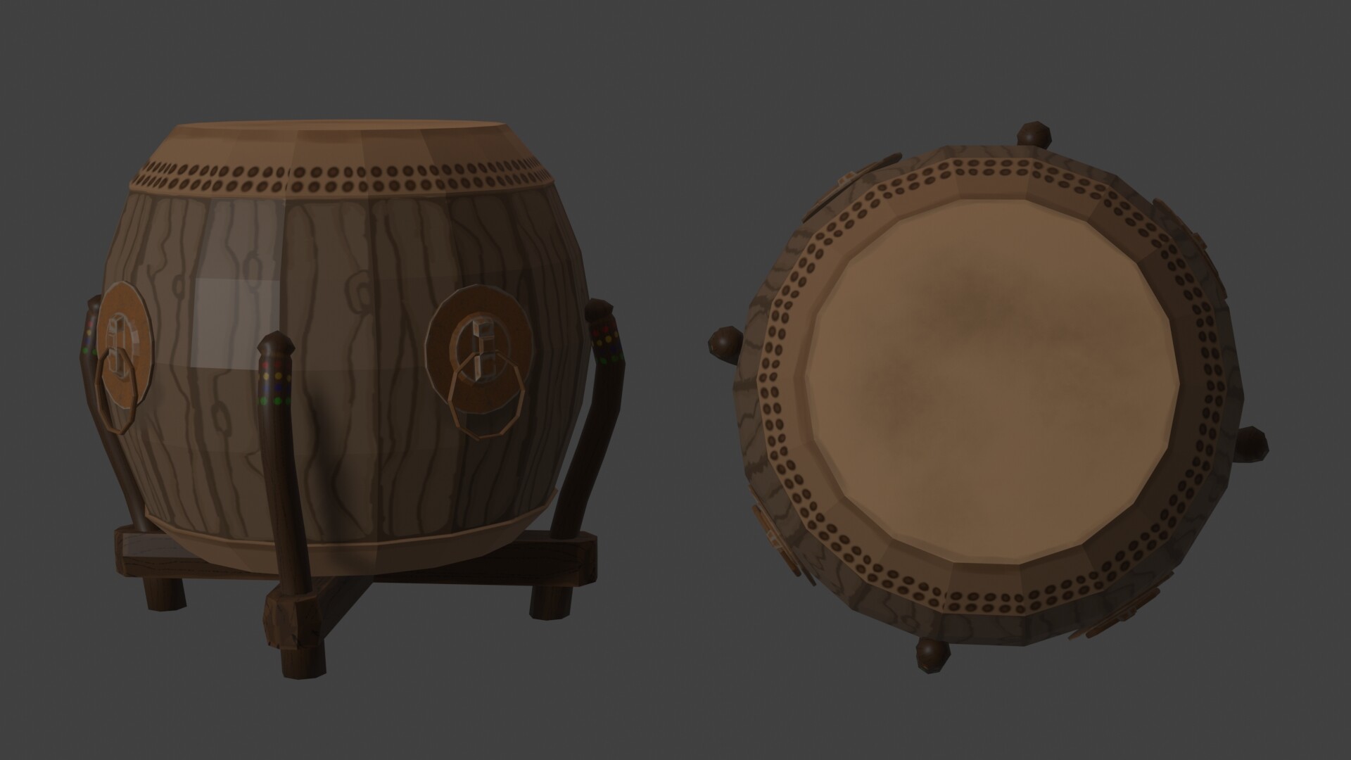 ArtStation - Low poly wooden drum