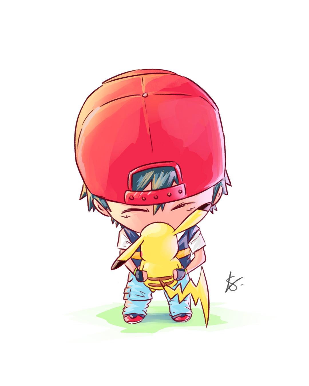 ArtStation - Little Ash with Pikachu