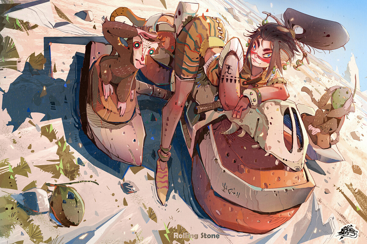 ArtStation - CDChallenge "rolling stone" caveman