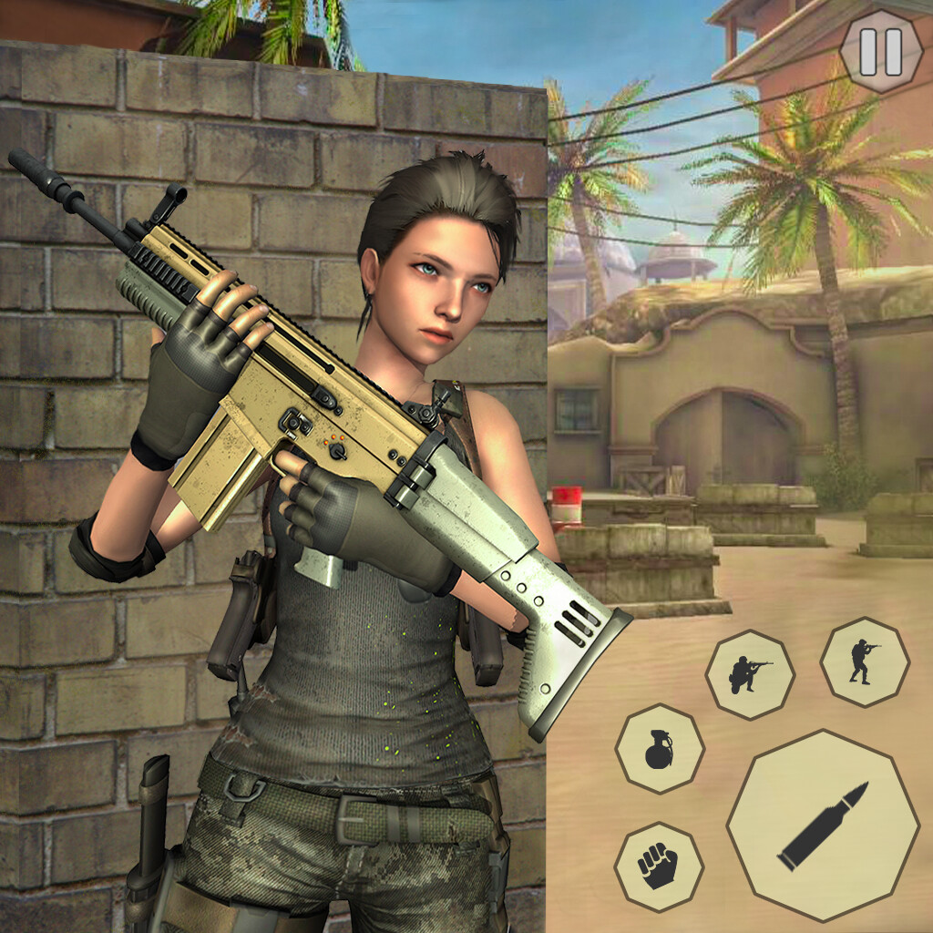 ArtStation - Solider Girl Shooting Game Icon