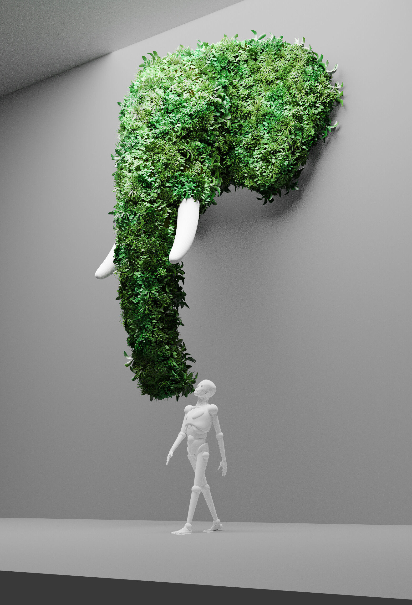 ArtStation - Green elephant on wall