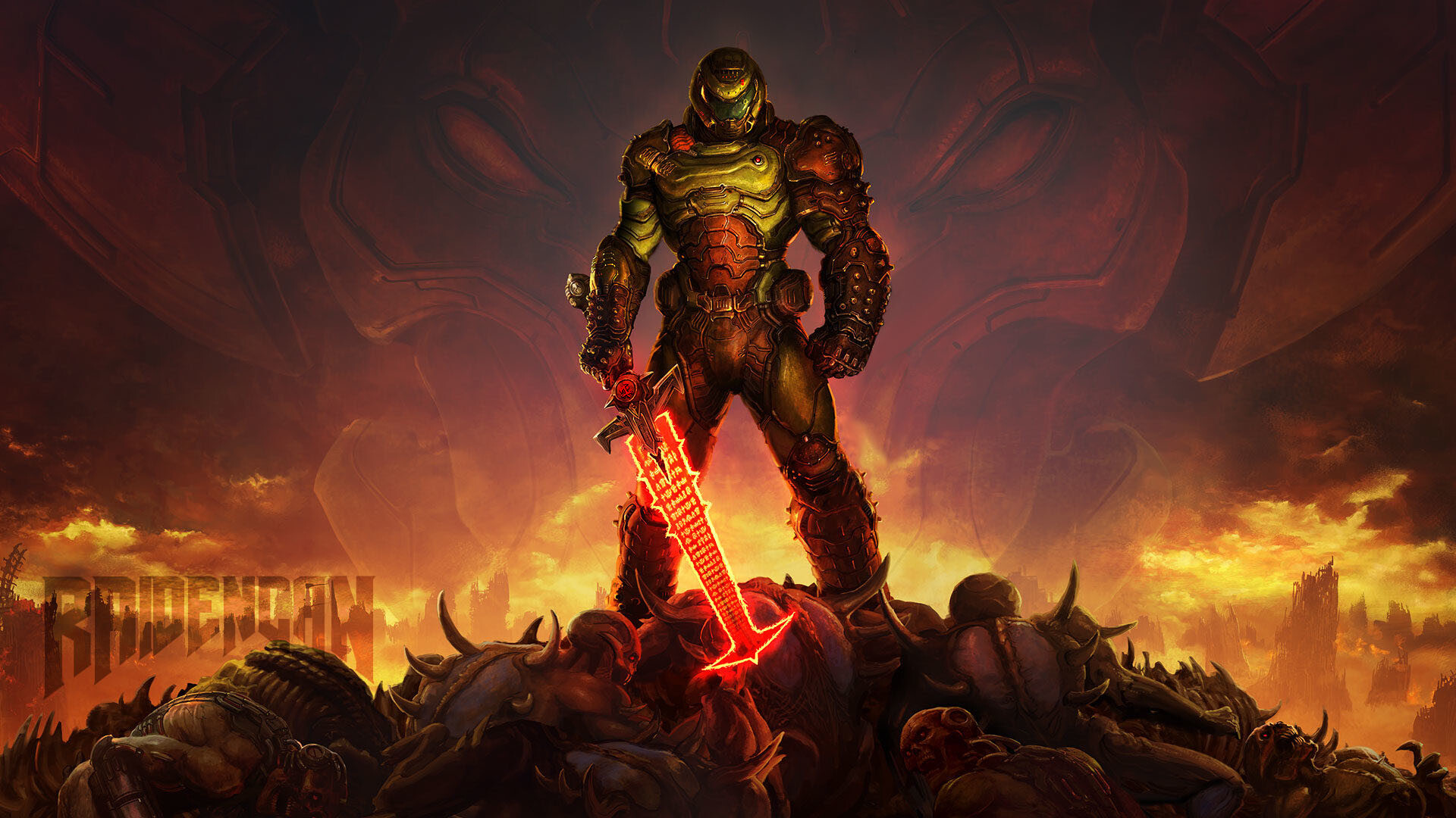 ArtStation Doom Eternal Key Cover Artwork Fan Editing With 2016 Aesthethics and Demonic Crucible