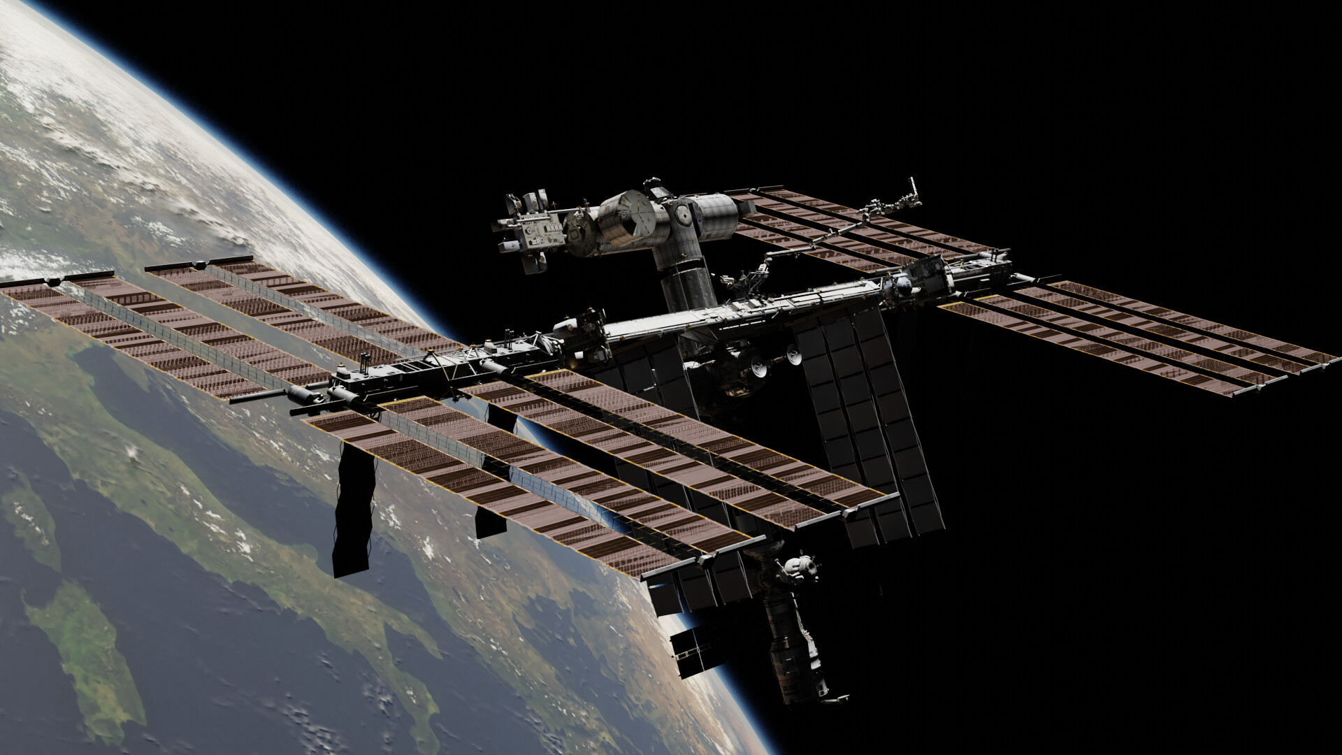 ArtStation - ISS orbiting the earth
