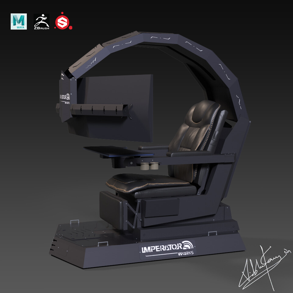 ArtStation - Gaming chair with monitor