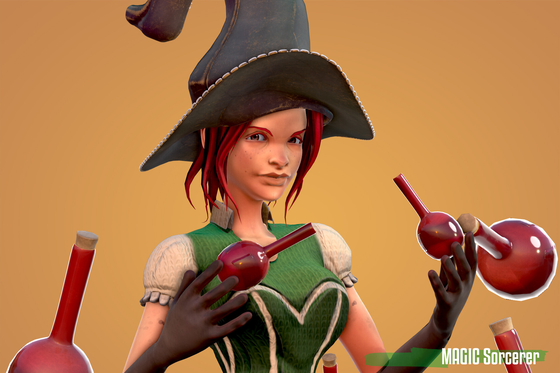 ArtStation - Red Hair Wizard Game-Character