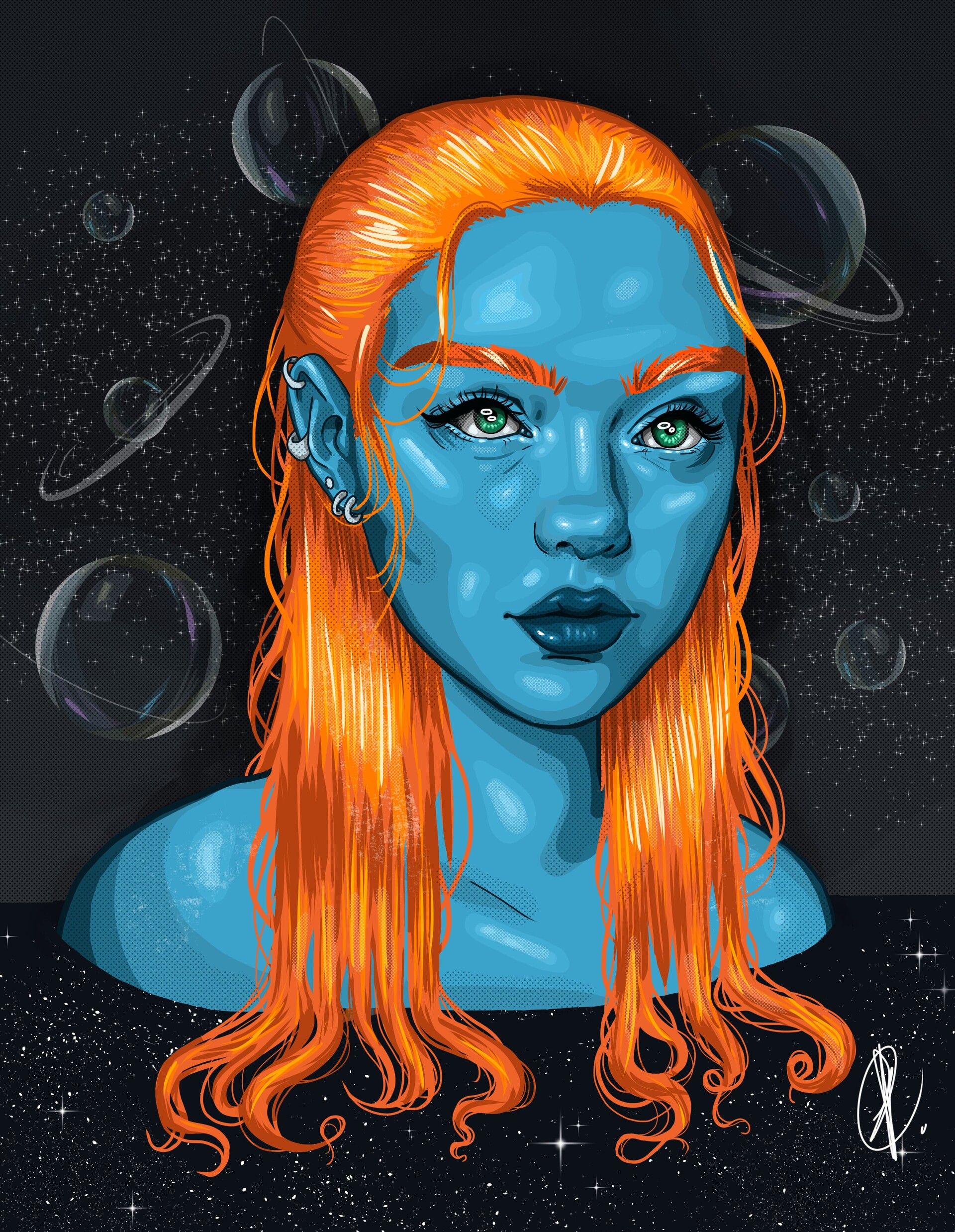 ArtStation - Blue Alien in space