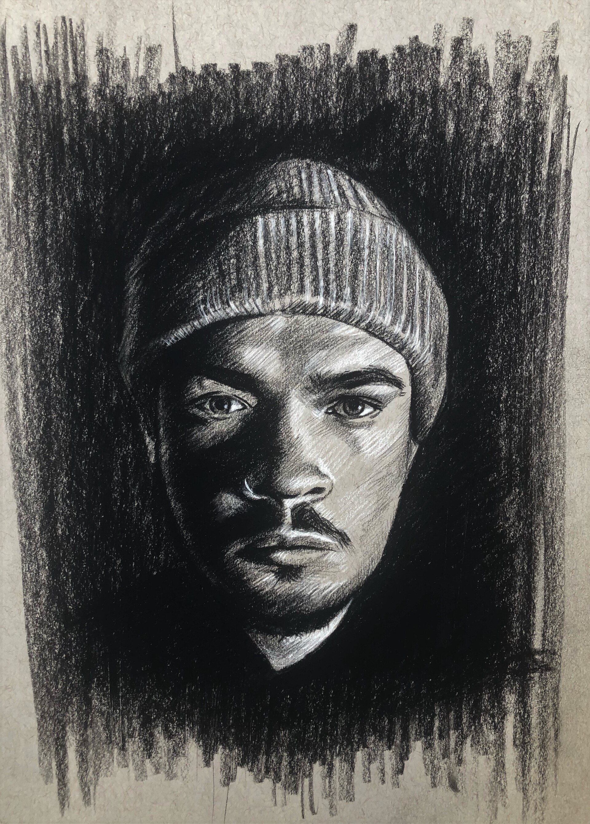 ArtStation - Charcoal Self Portrait Study