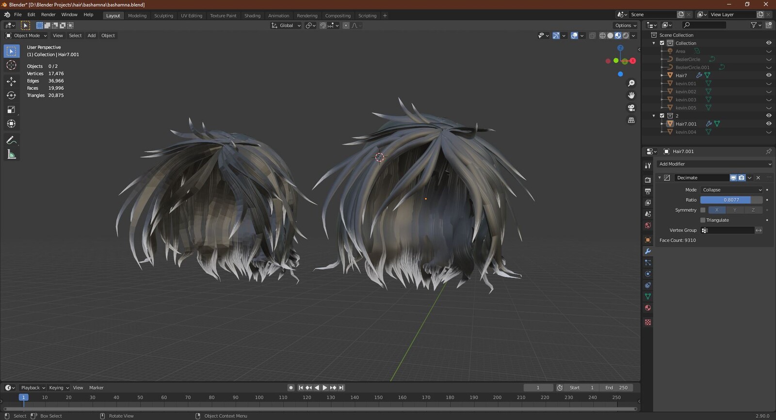 Sameera pathum - 3D Anime Hair Model For Roblox