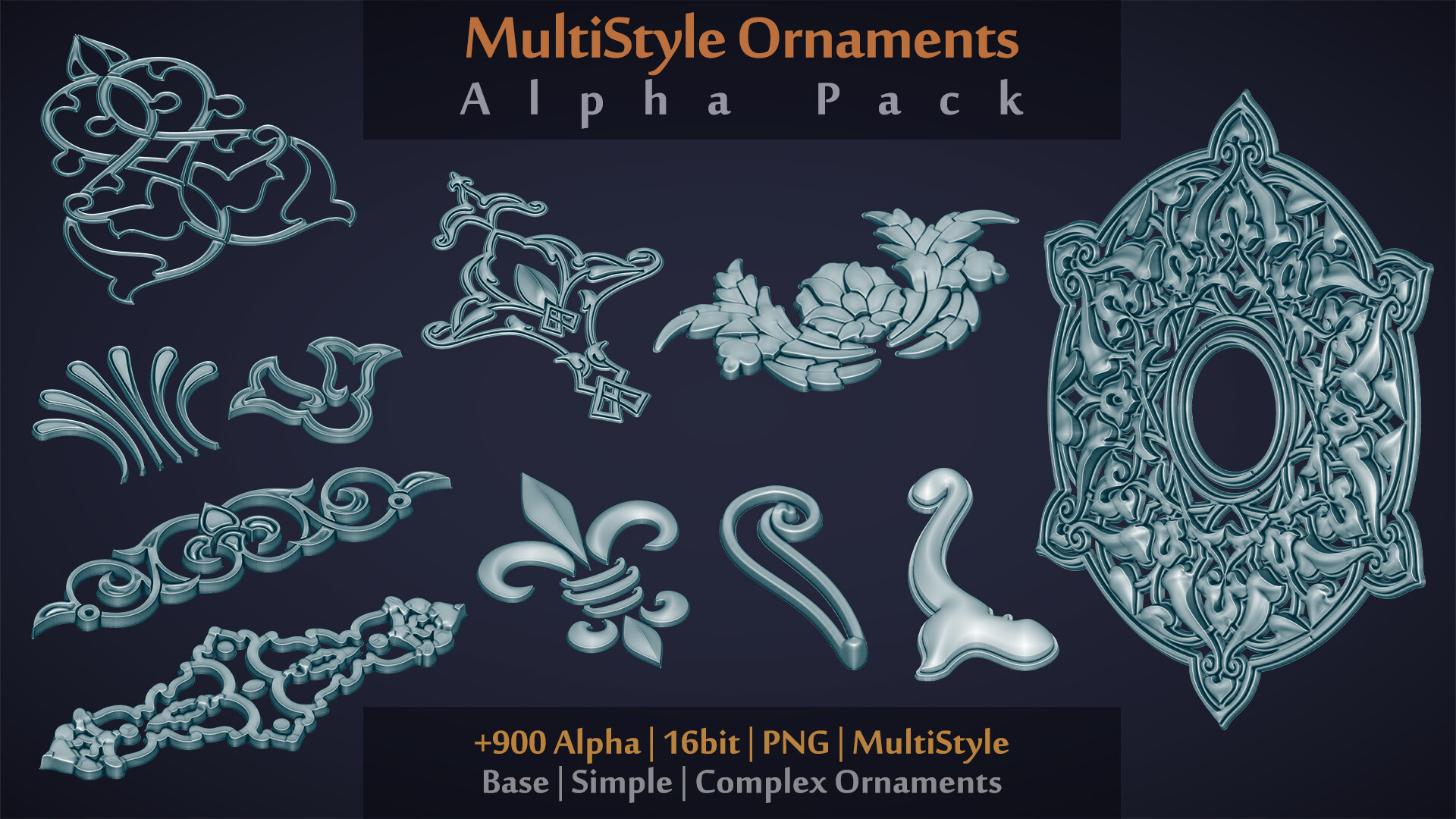 ArtStation - MultiStyle Ornaments Alpha Pack | +900 Alpha | +Generator