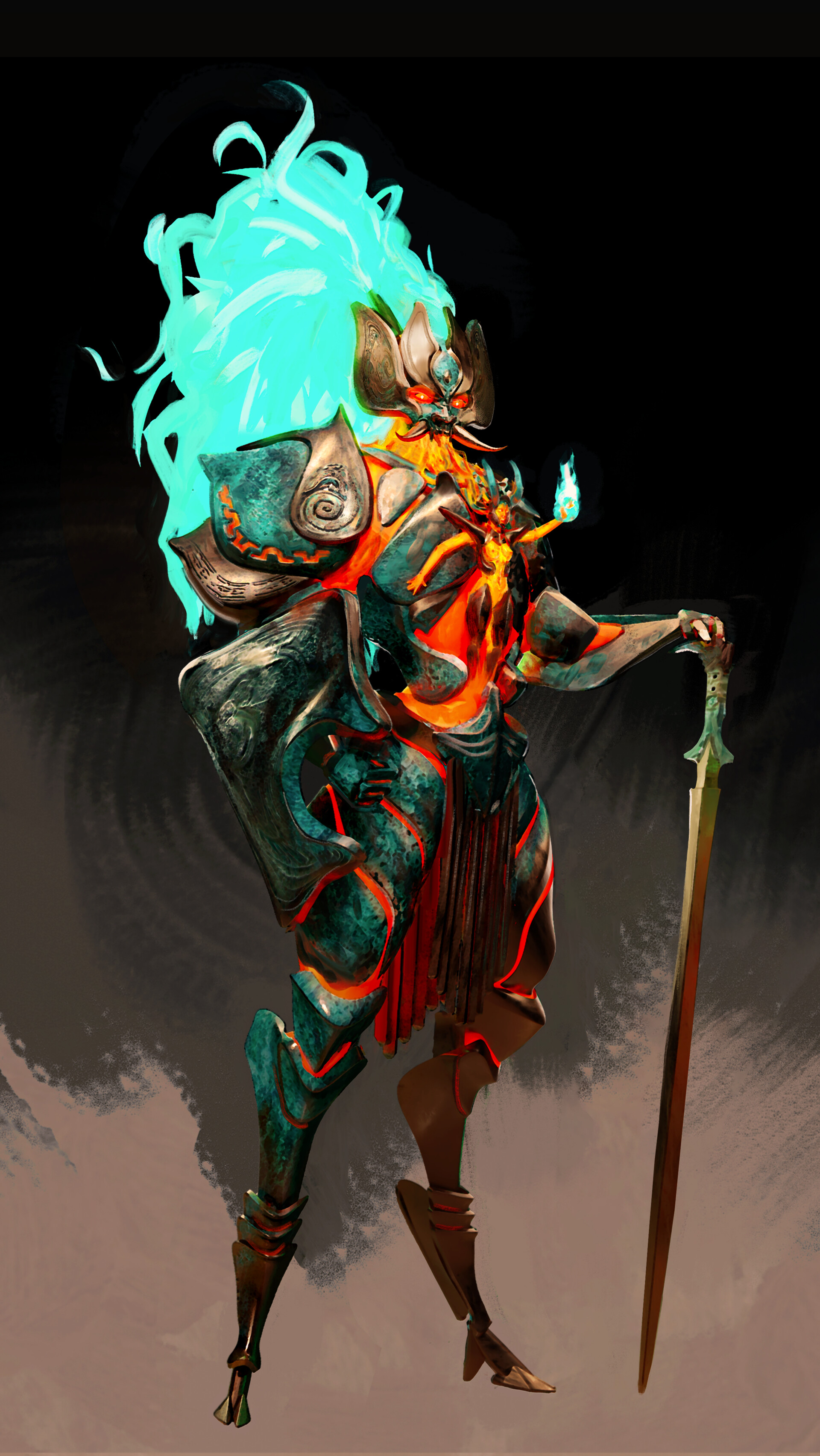 ArtStation - Verdigris Titan - Bronze Elemental Guardian