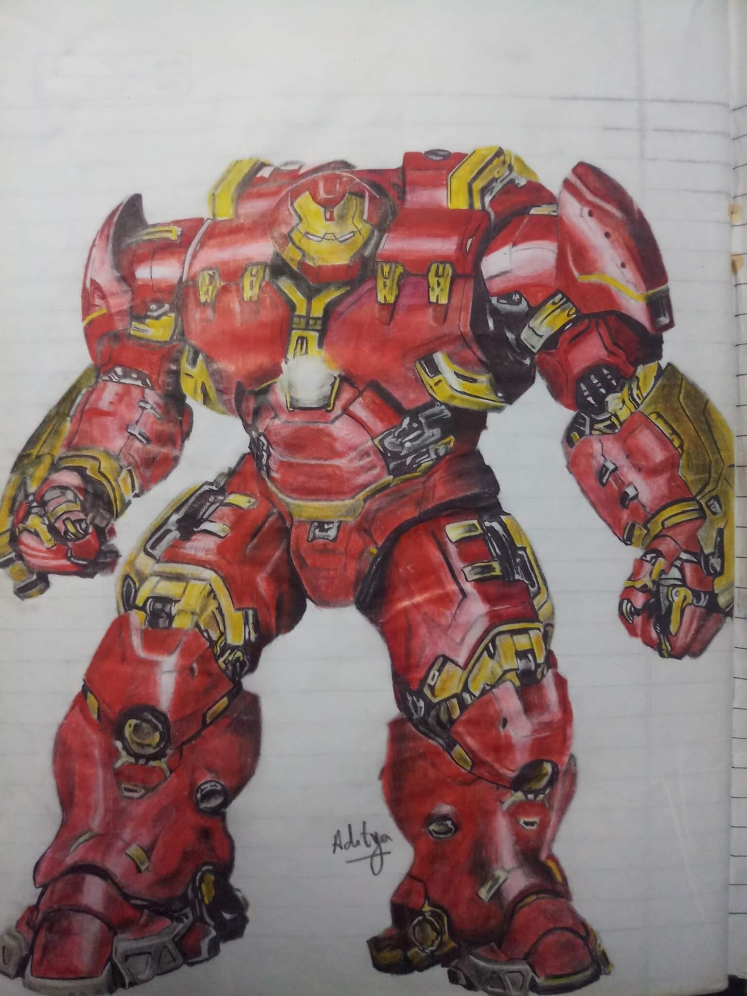 how to draw iron man hulkbuster easy