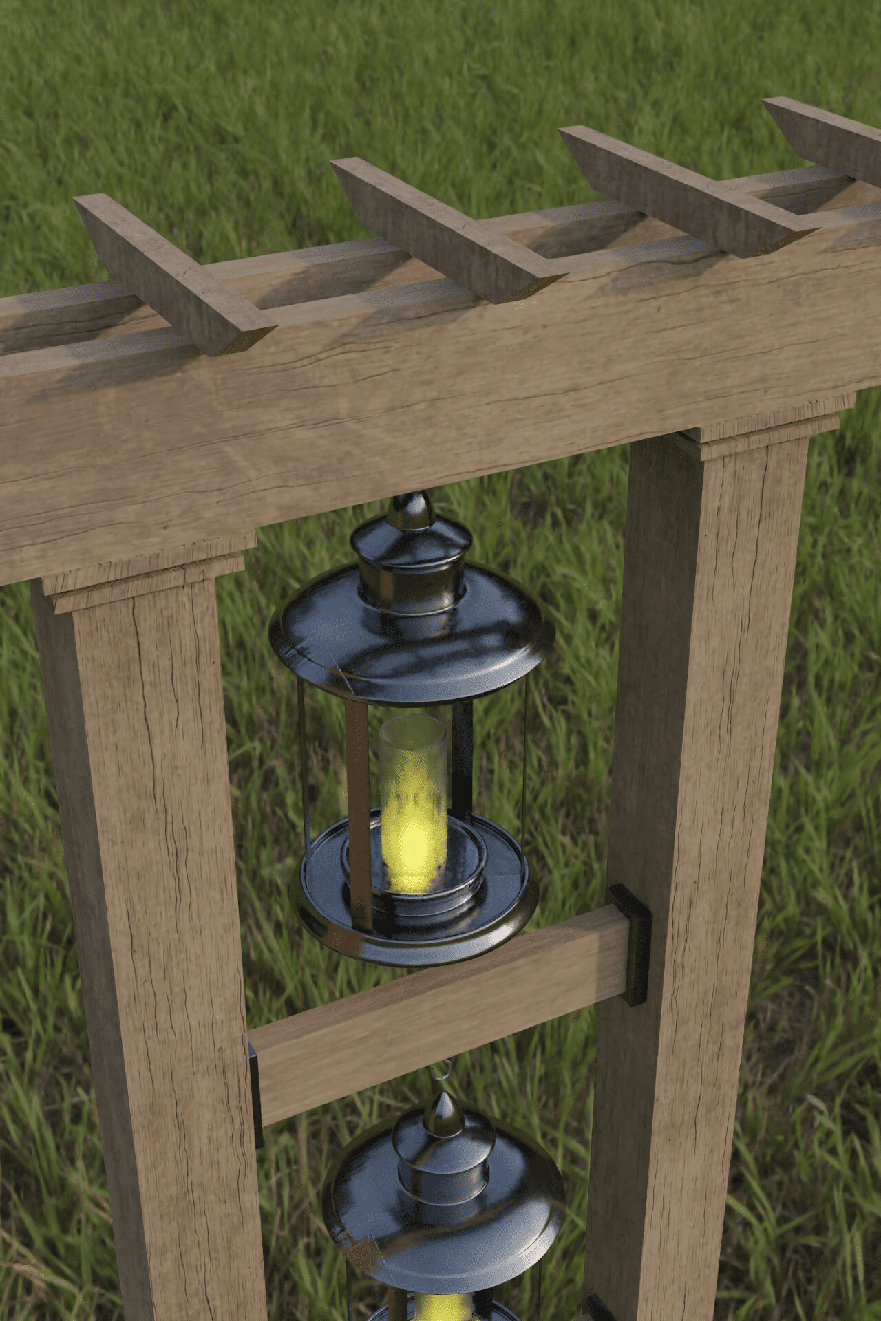 ArtStation - Wooden Lamp in the forest