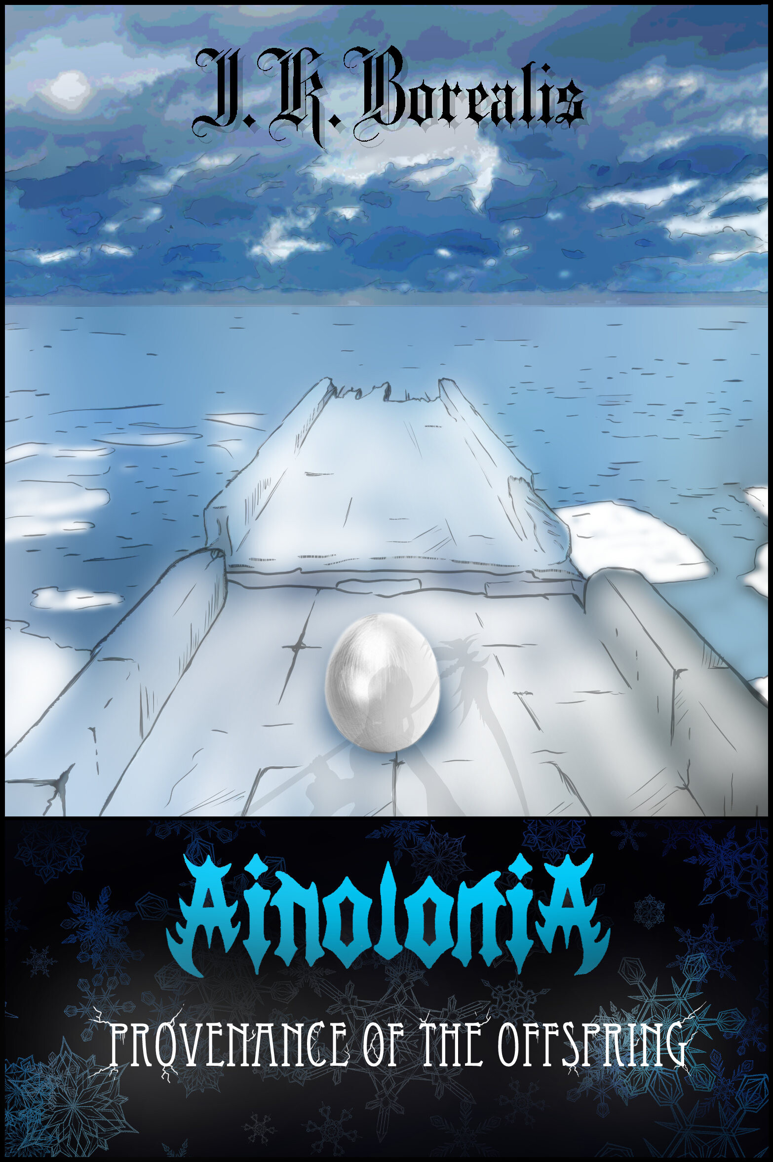 J.K. Borealis - AinoloniA: Provenance of the Offspring (book cover art)