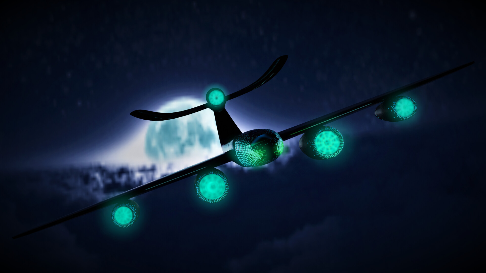 ArtStation - luminous night skyline plane